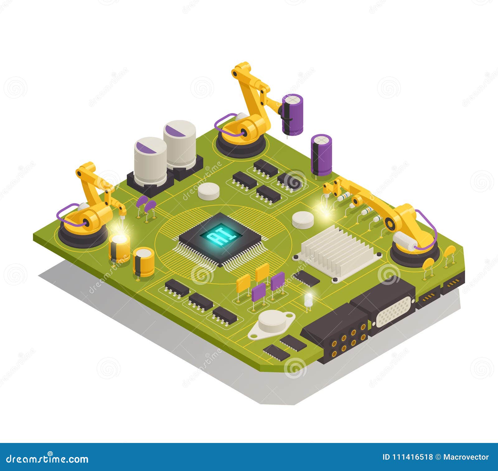 Semiconductor Electronic Components Isometric Set Vector Illustration | CartoonDealer.com #111178926
