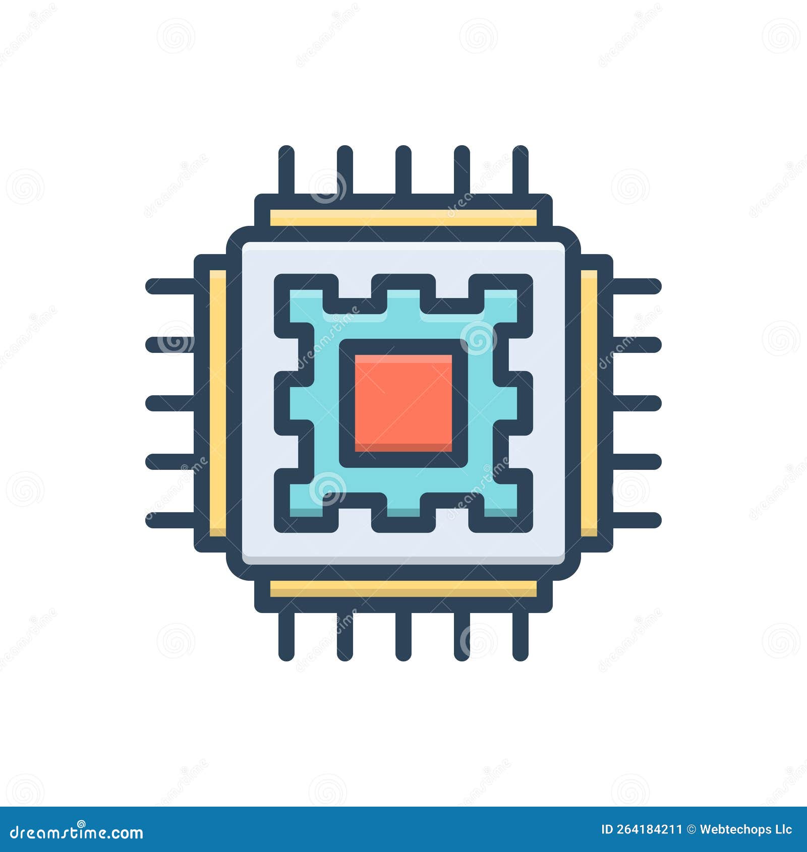 Color Illustration Icon for Semiconductor, Microprocessor and Microchip ...