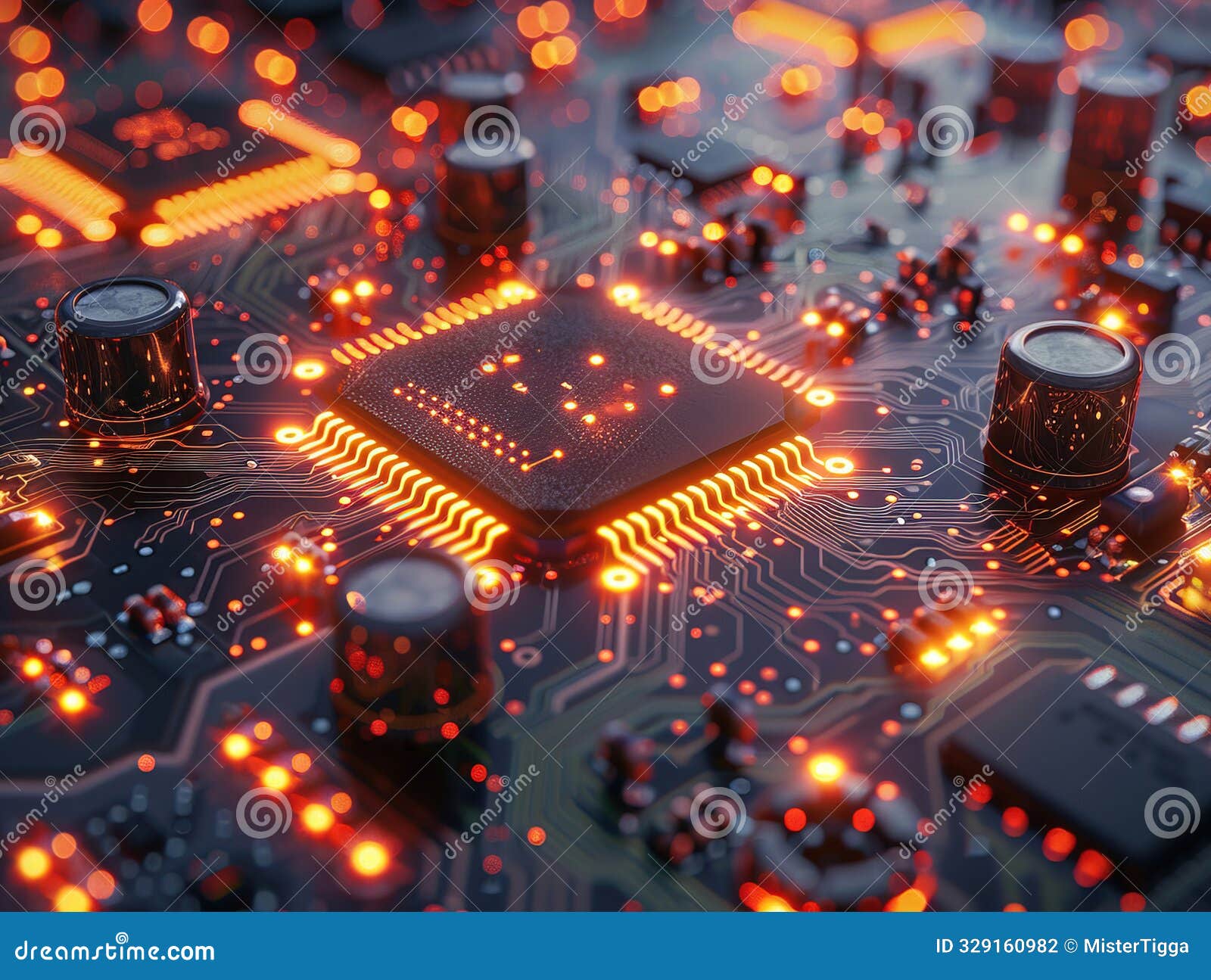 Semiconductor Industry Conception Hightech Computer Board with Chip ...