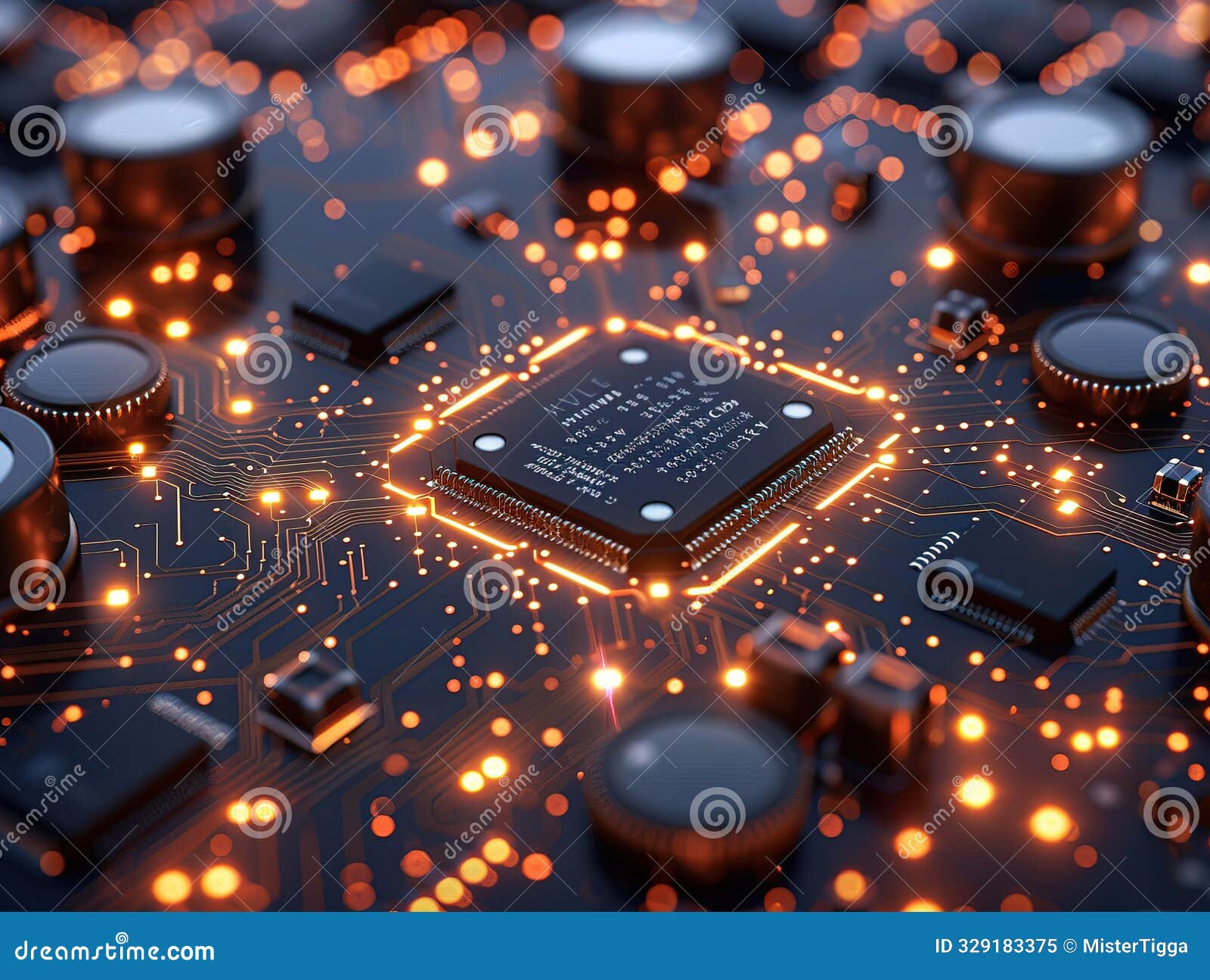 Semiconductor Industry Conception Hightech Computer Board with Chip ...