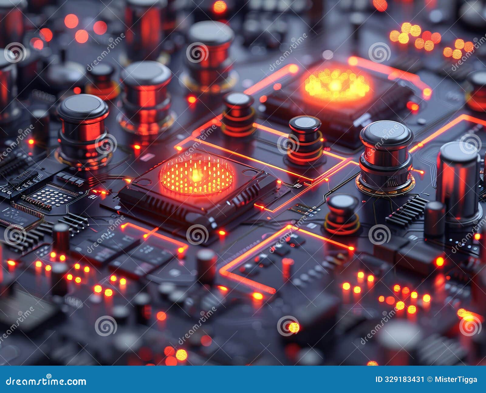 Semiconductor Industry Conception Hightech Computer Board with Chip ...