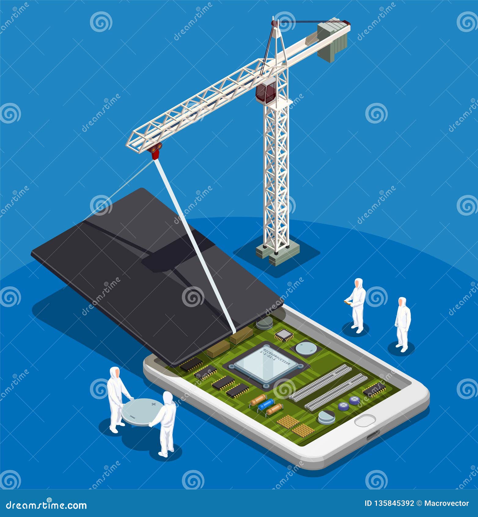 Semiconductor Isometric Background Cartoon Vector | CartoonDealer.com ...