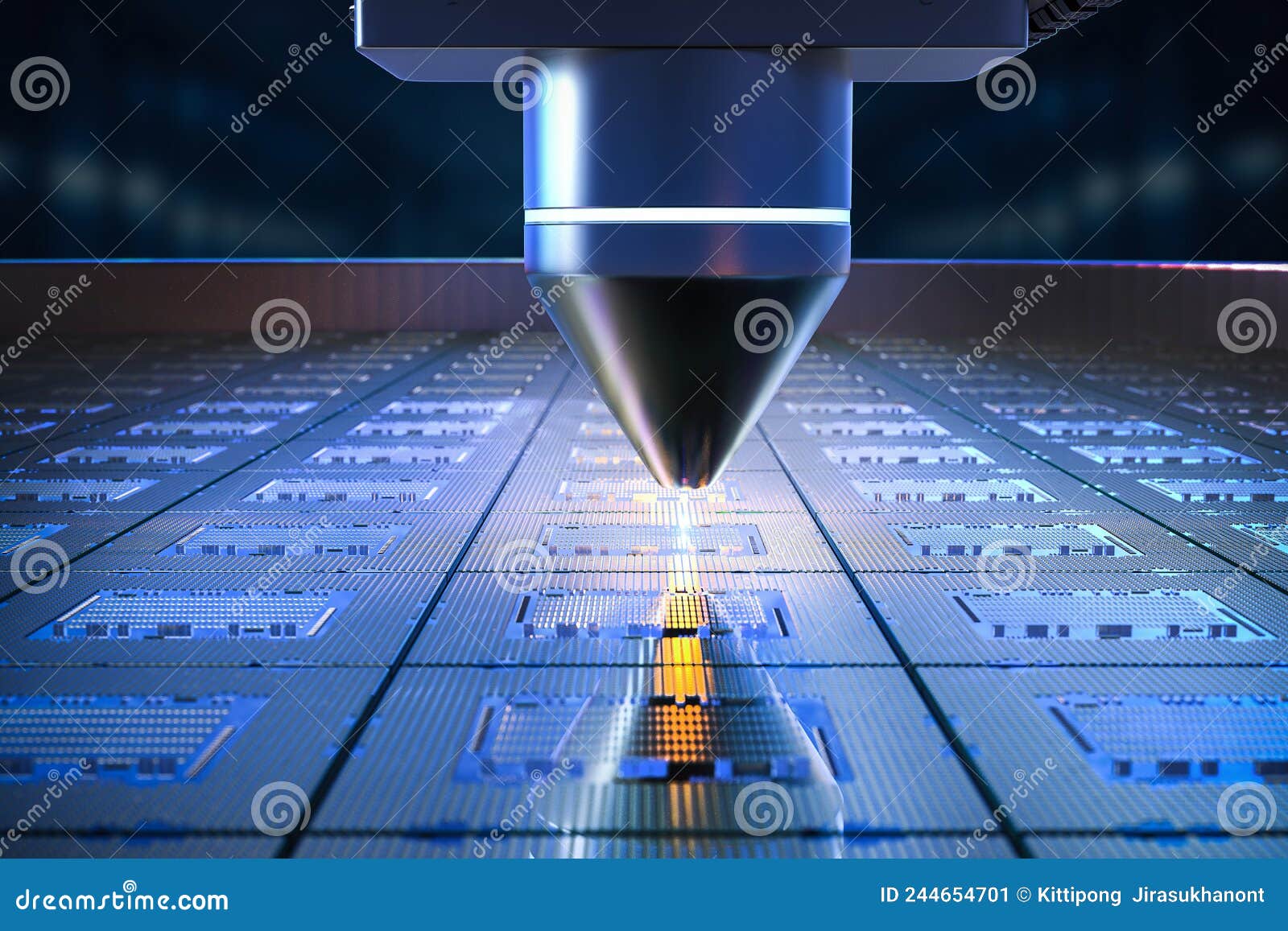 Semiconductor Manufacturing with Robotic Arms Stock Illustration ...