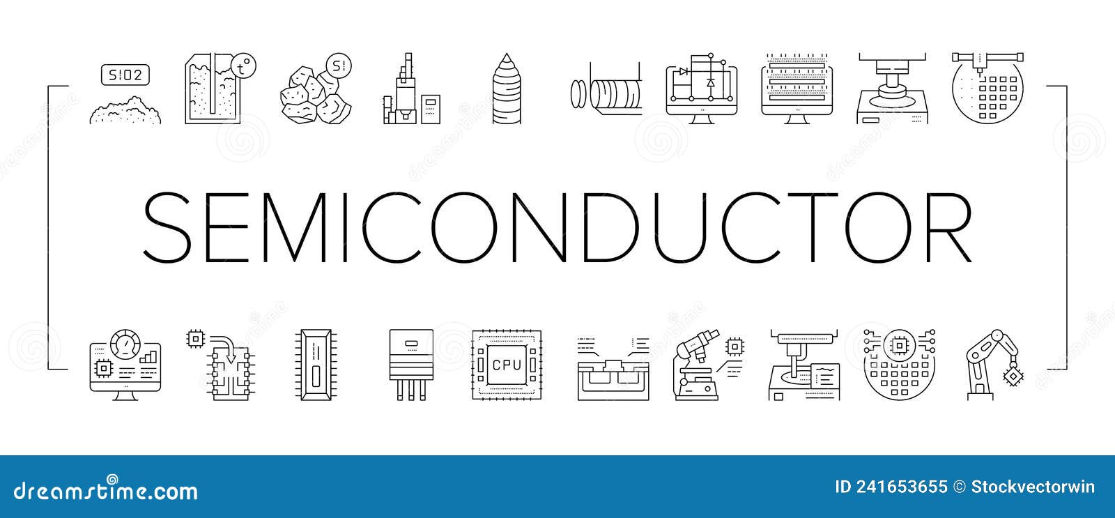 Semiconductor Manufacturing Plant Icons Set Vector . Stock Vector ...