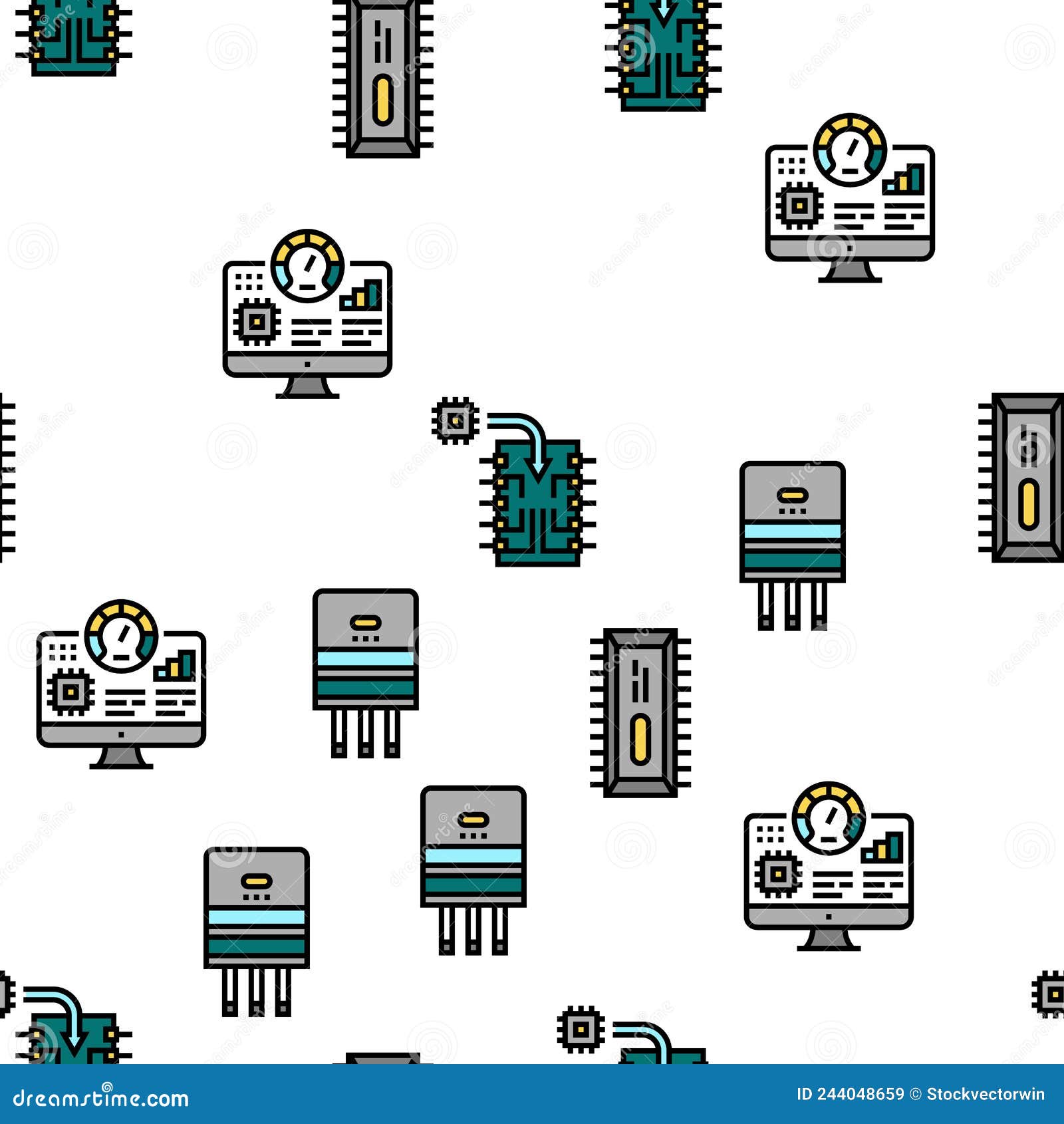 Semiconductor Manufacturing Plant Vector Seamless Pattern Stock Vector ...