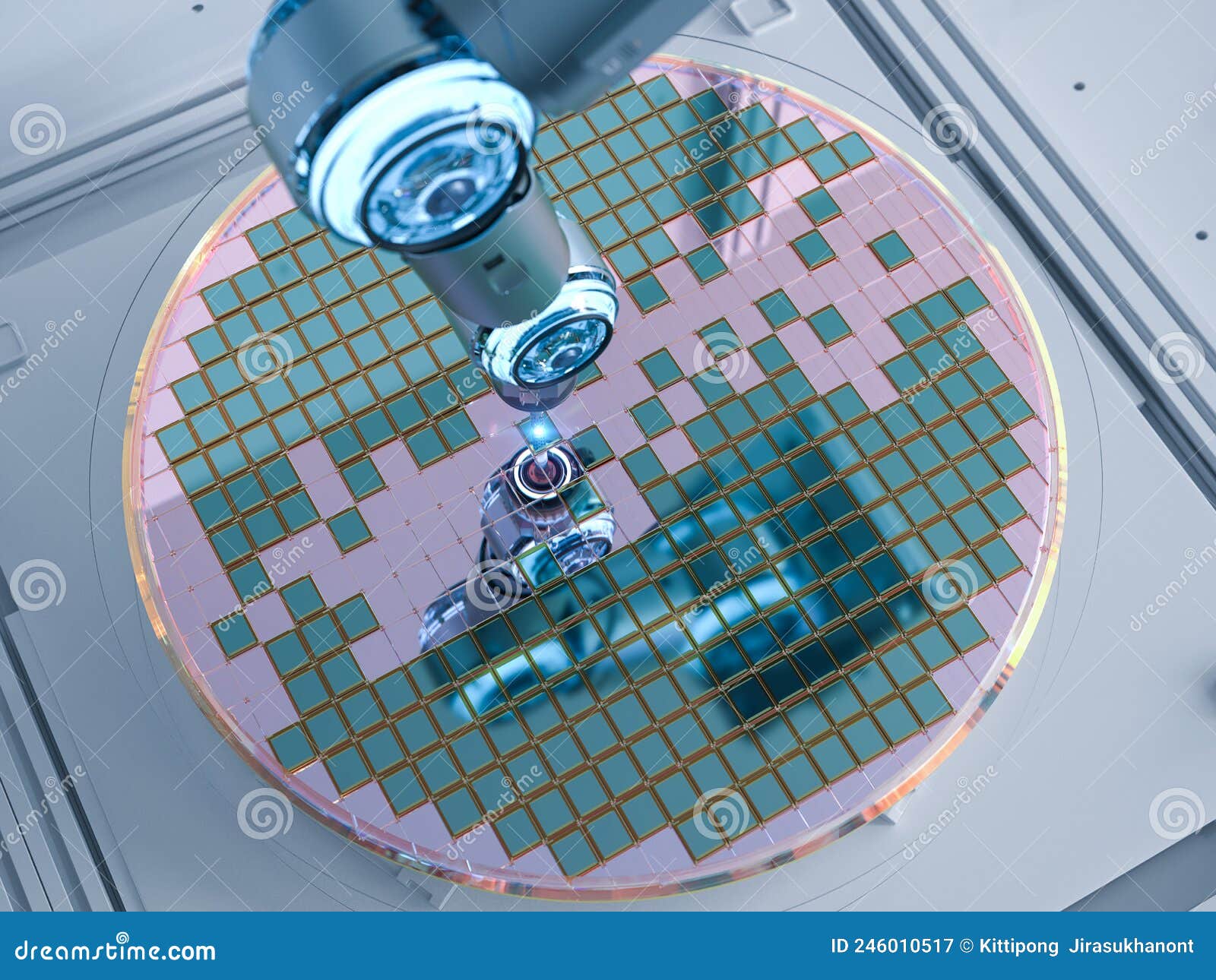 Semiconductor Manufacturing with Robotic Arms Stock Illustration ...