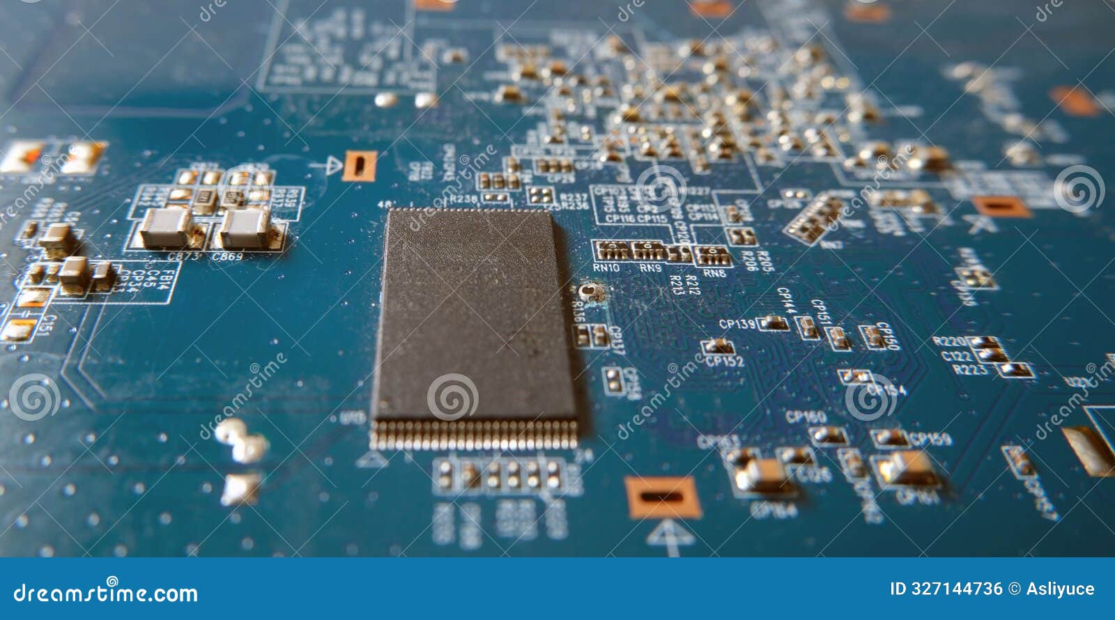 Semiconductor Microchip on Blueprint Board Stock Photo - Image of ...