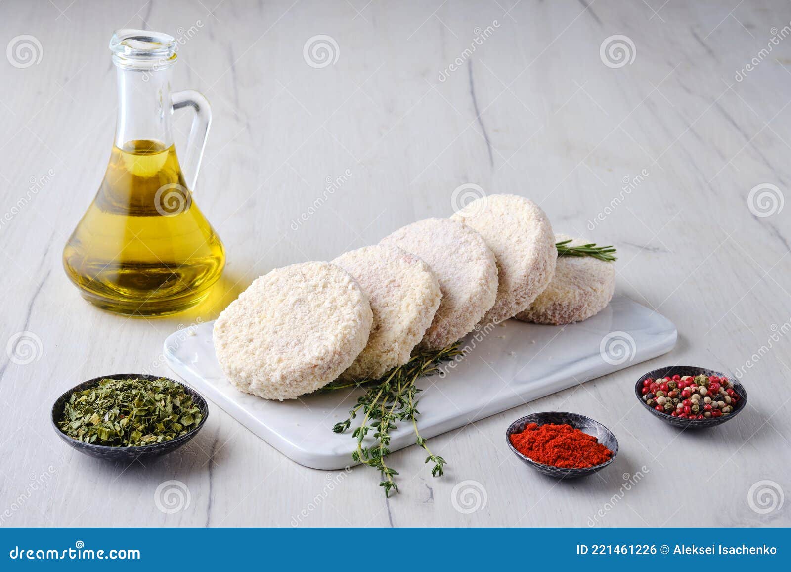 Semifinished Beef Patties in Breading Stock Photo - Image of cooking ...