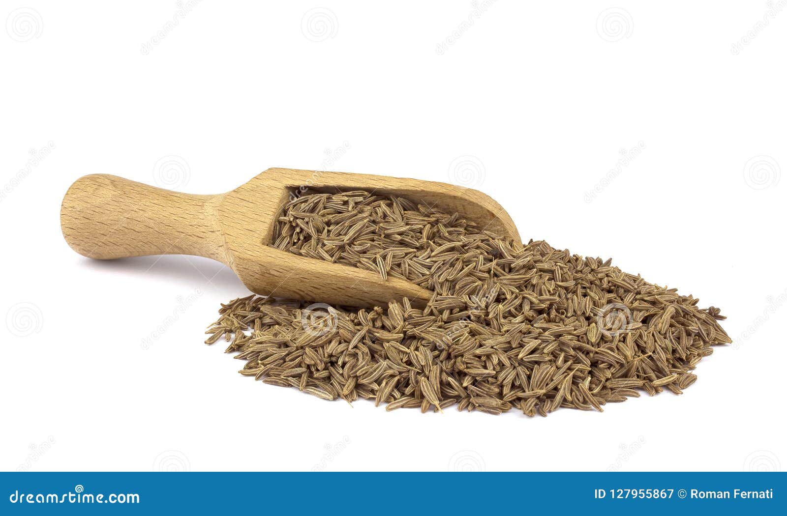 Semilla De Comino En La Cucharada De Madera Aislada En El Fondo Blanco ...