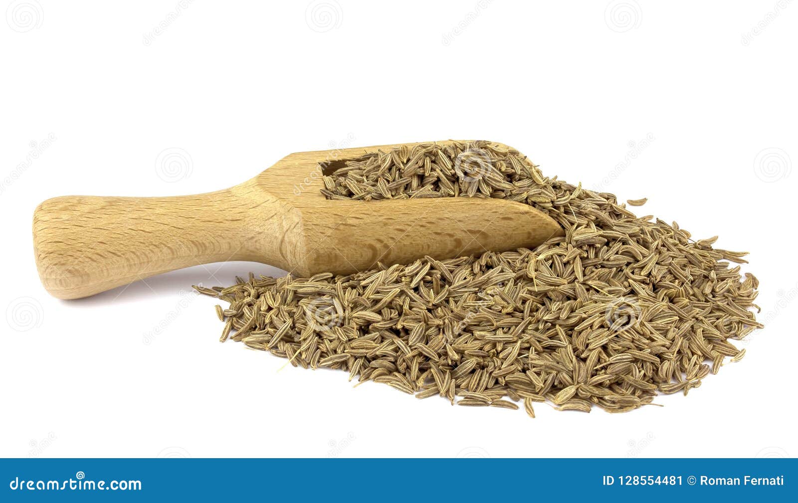 Semilla De Comino En La Cucharada De Madera Aislada En El Fondo Blanco ...