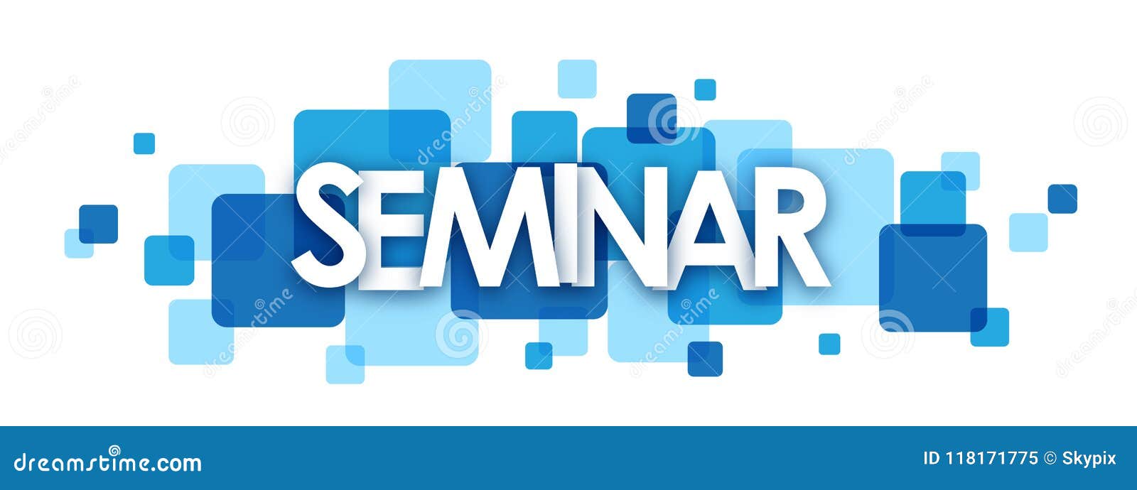 SEMINAR Banner on Overlapping Blue Squares Stock Vector - Illustration ...