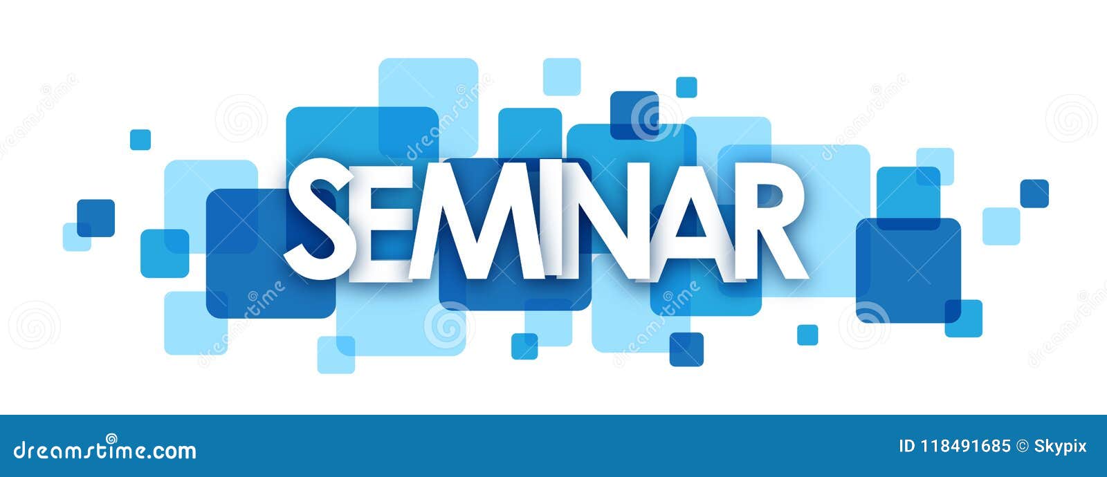 SEMINAR Blue Overlapping Letters Banner Stock Illustration ...