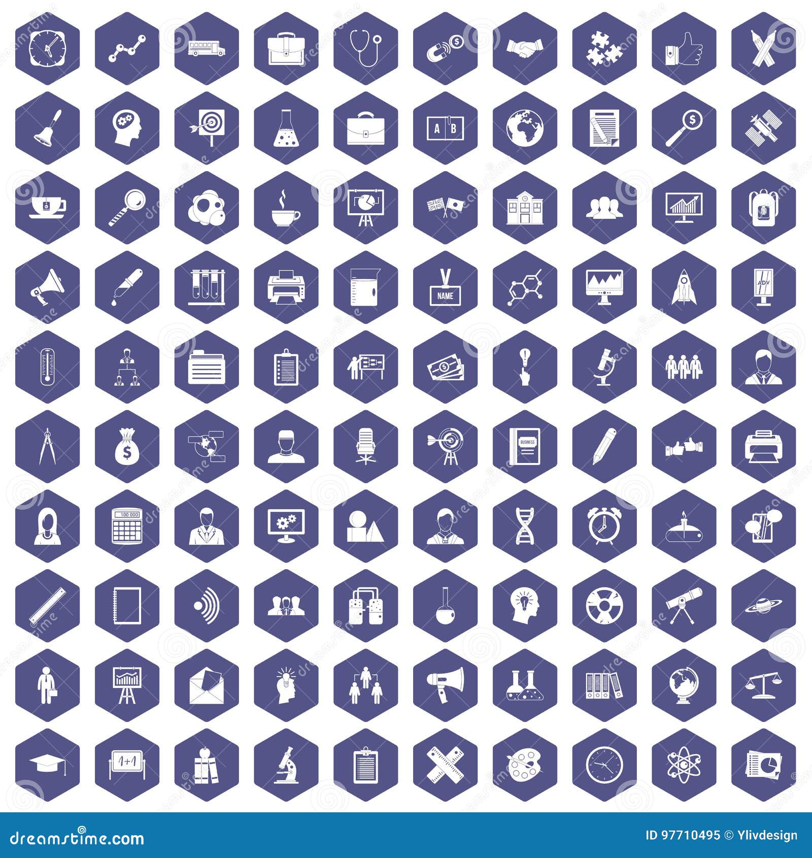 100 Seminar Icons Hexagon Purple Stock Vector - Illustration of idea ...