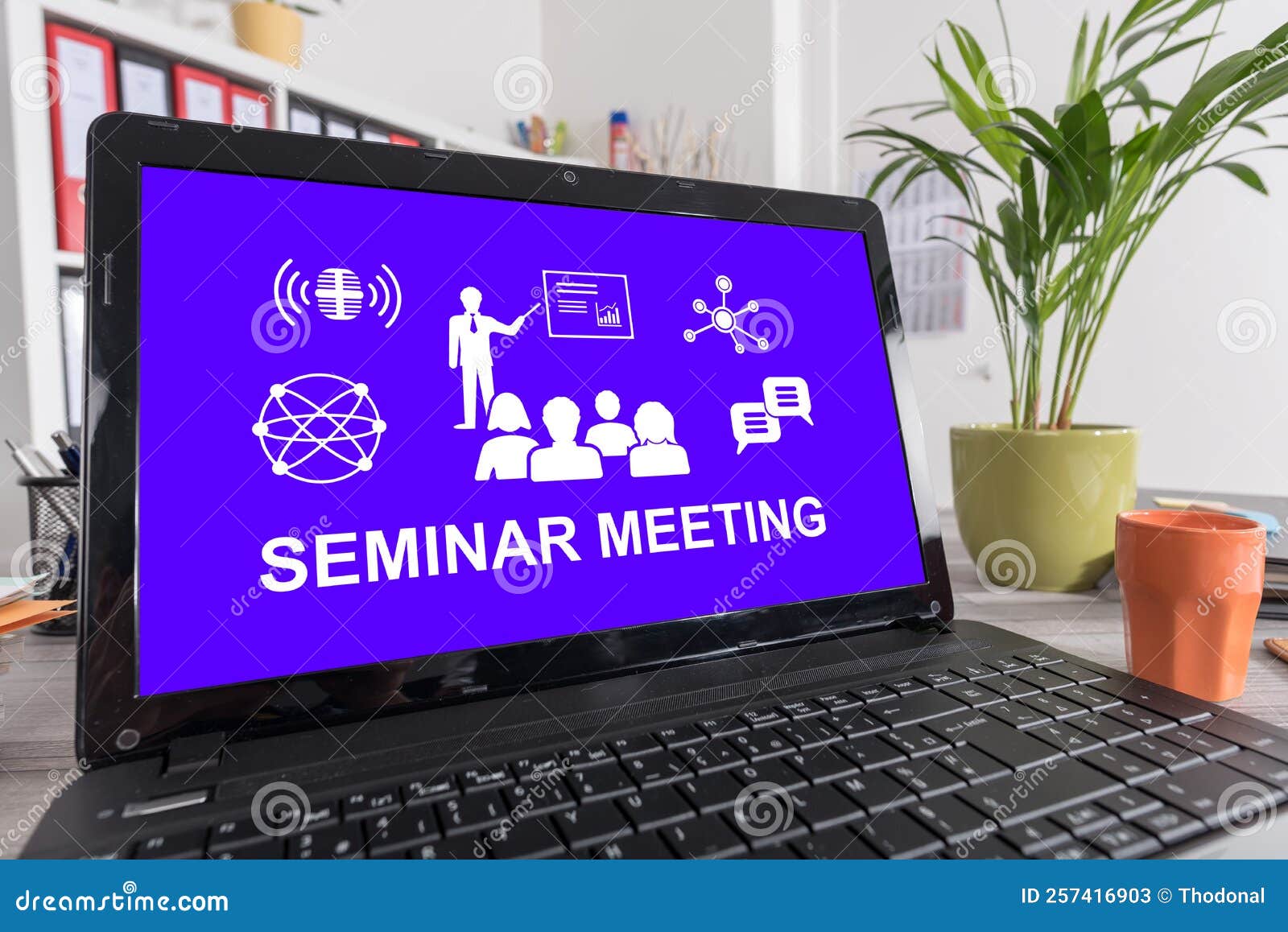 Seminar Meeting Concept on a Laptop Stock Image - Image of symposium ...