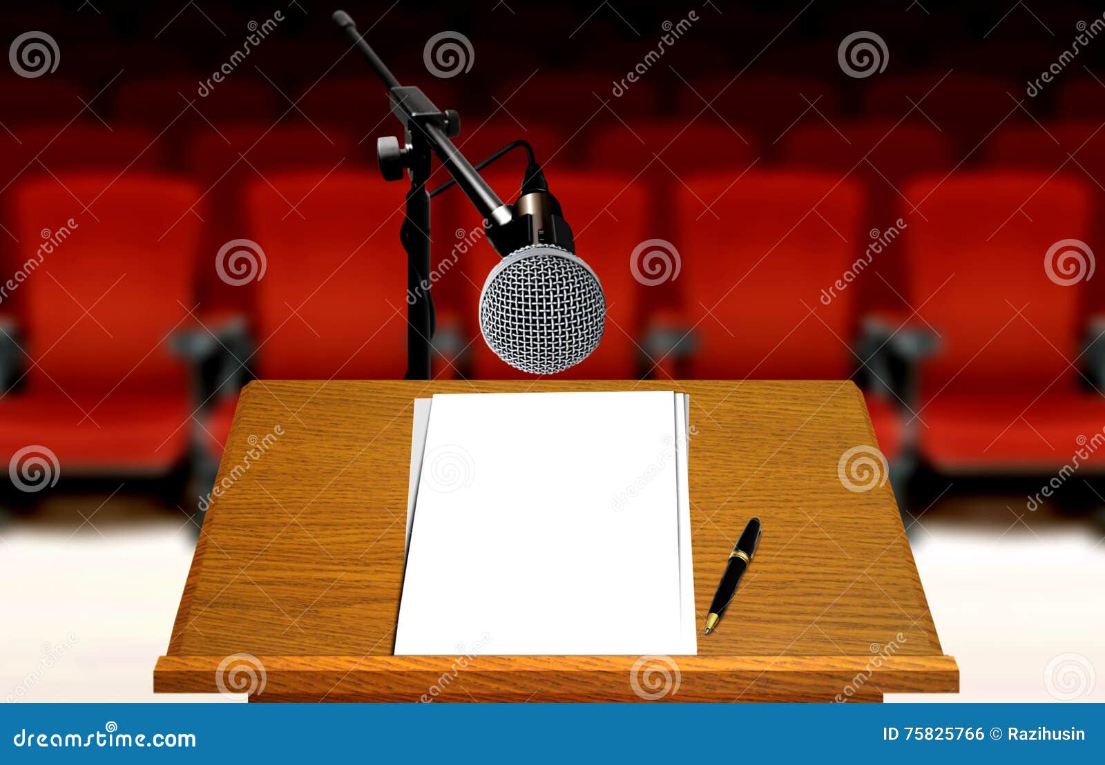 Seminar Preparation with Microphone and Podium Stock Photo - Image of ...