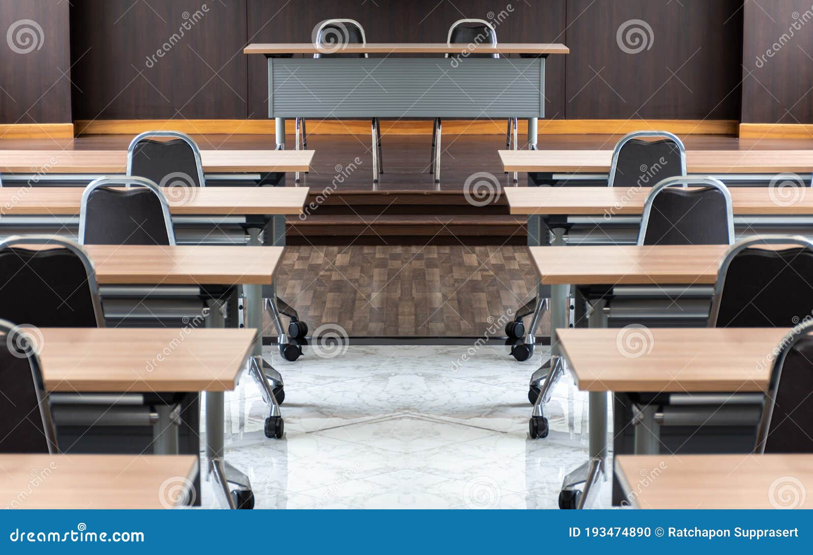 Seminar Room with a Speaker Table in the Middle of the Stage Stock ...