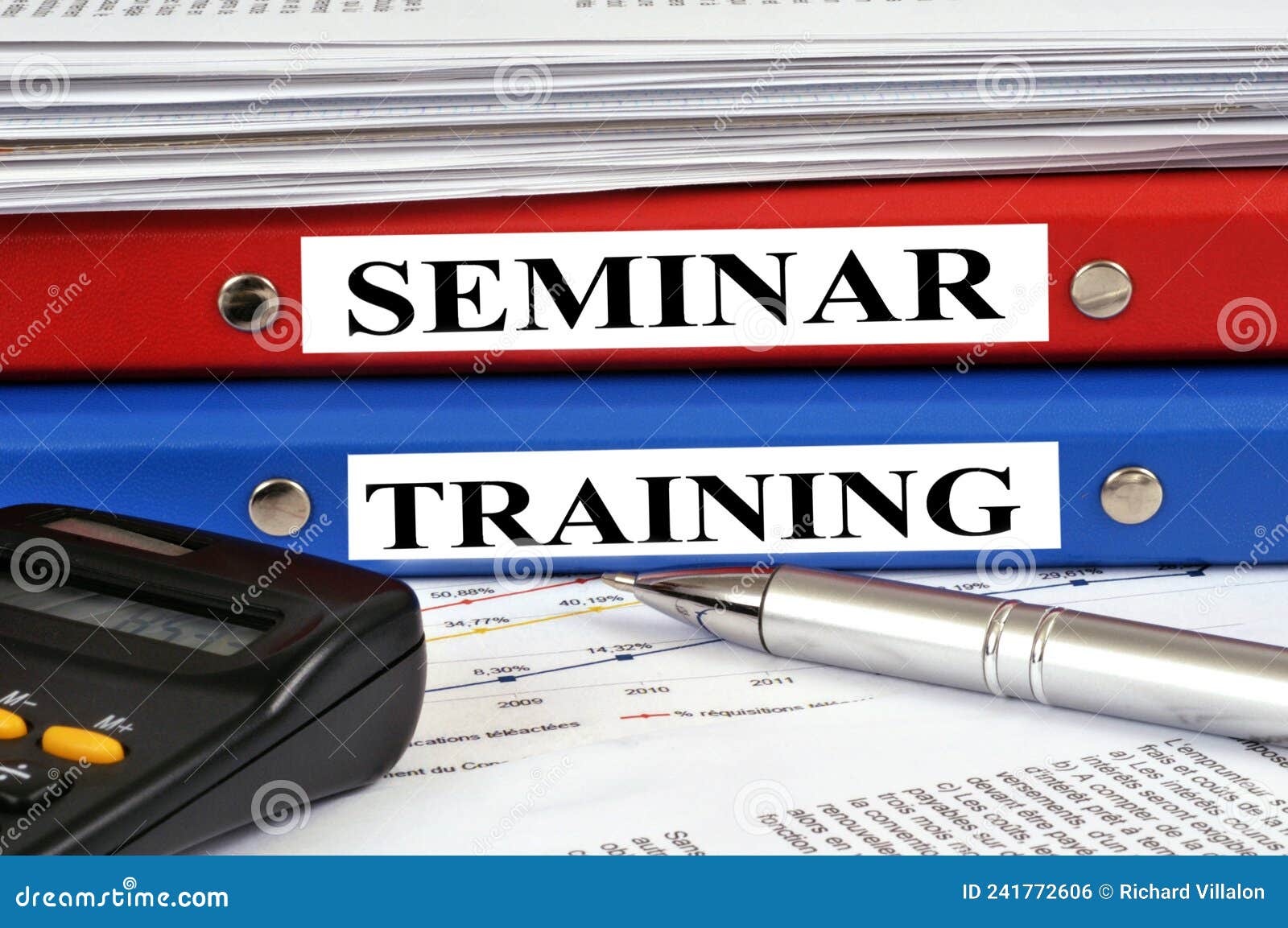 Seminar and Training Folders Stacked on a Desk Stock Photo - Image of ...