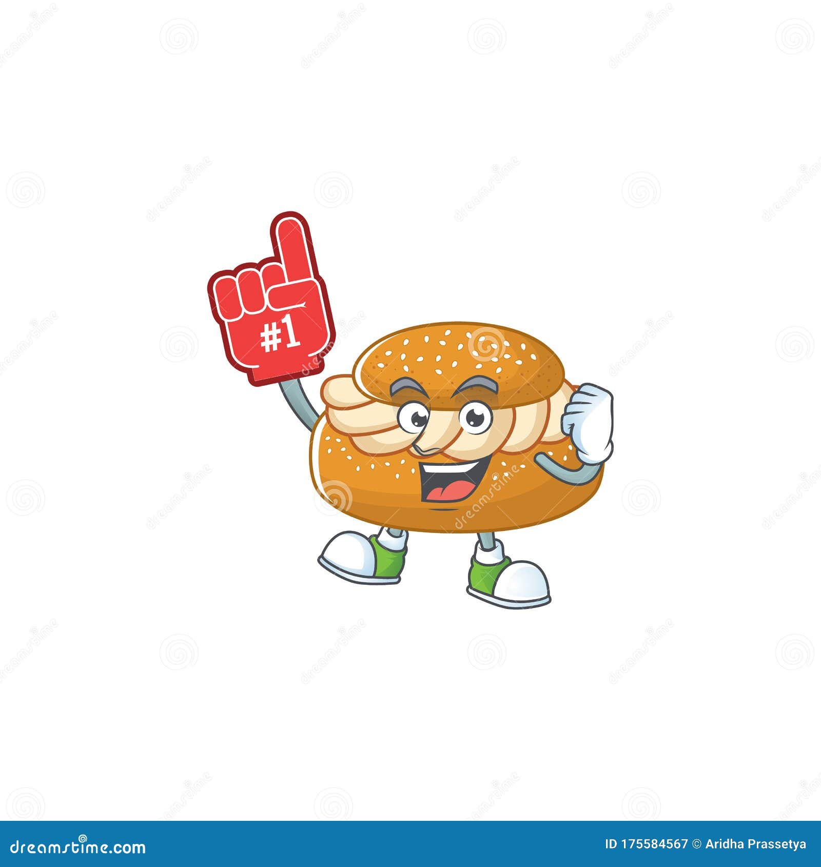 Semla Presented in Cartoon Character Design with Foam Finger Stock ...