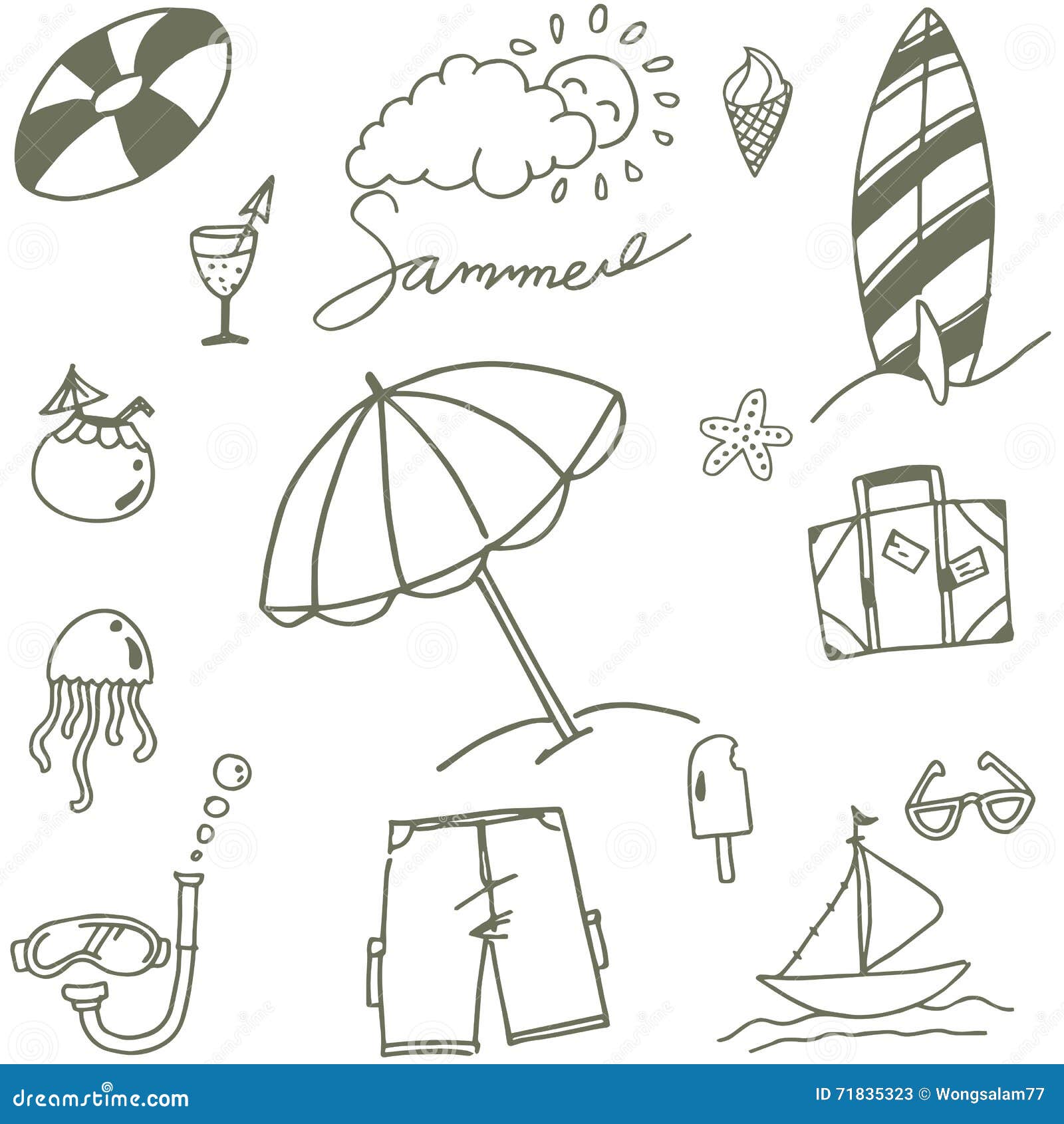 Semmer sketch doodle stock vector. Illustration of element - 71835323