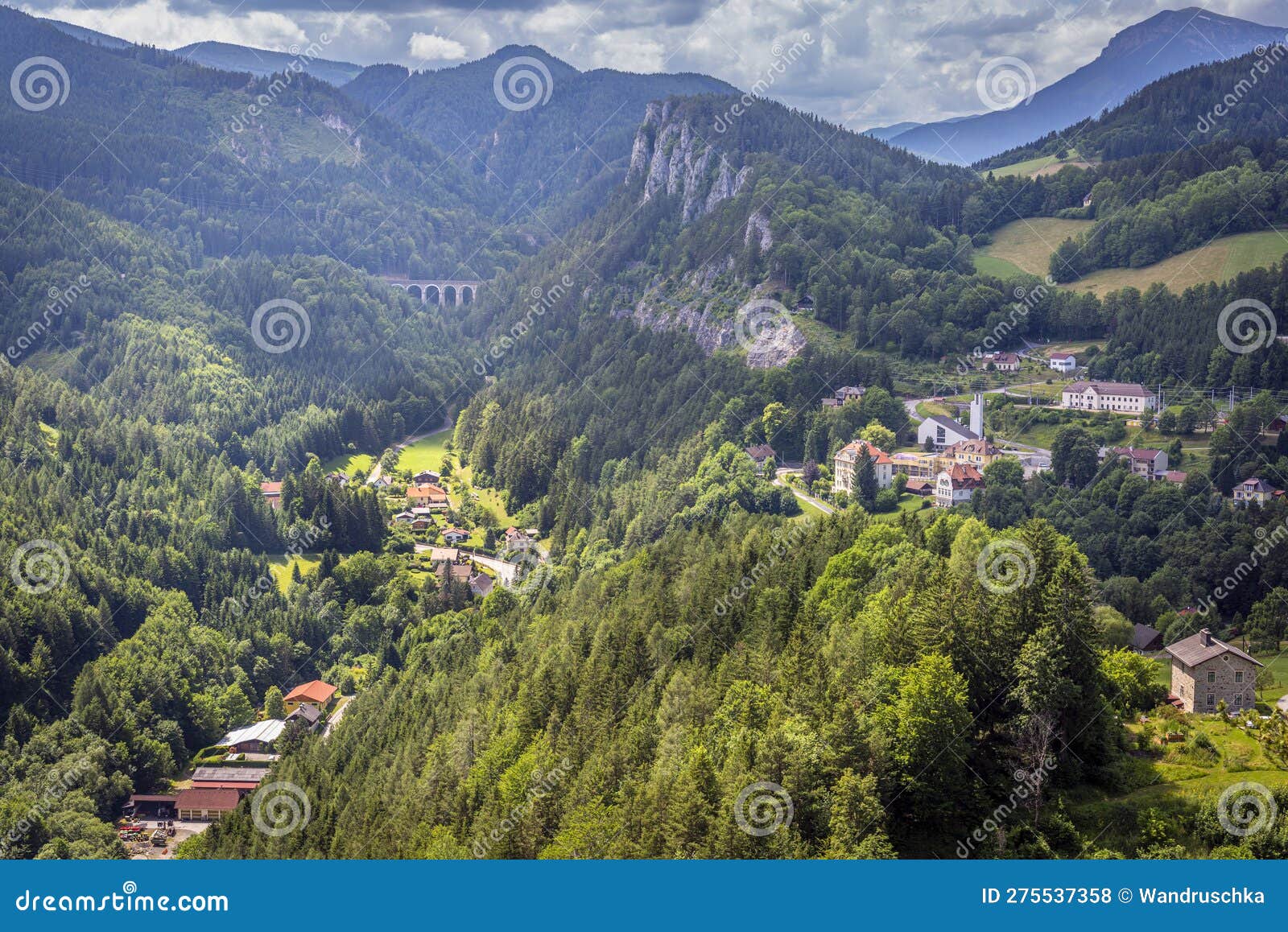 Semmering Landscape with Mountains, Forest and Semmeringbahn Stock ...