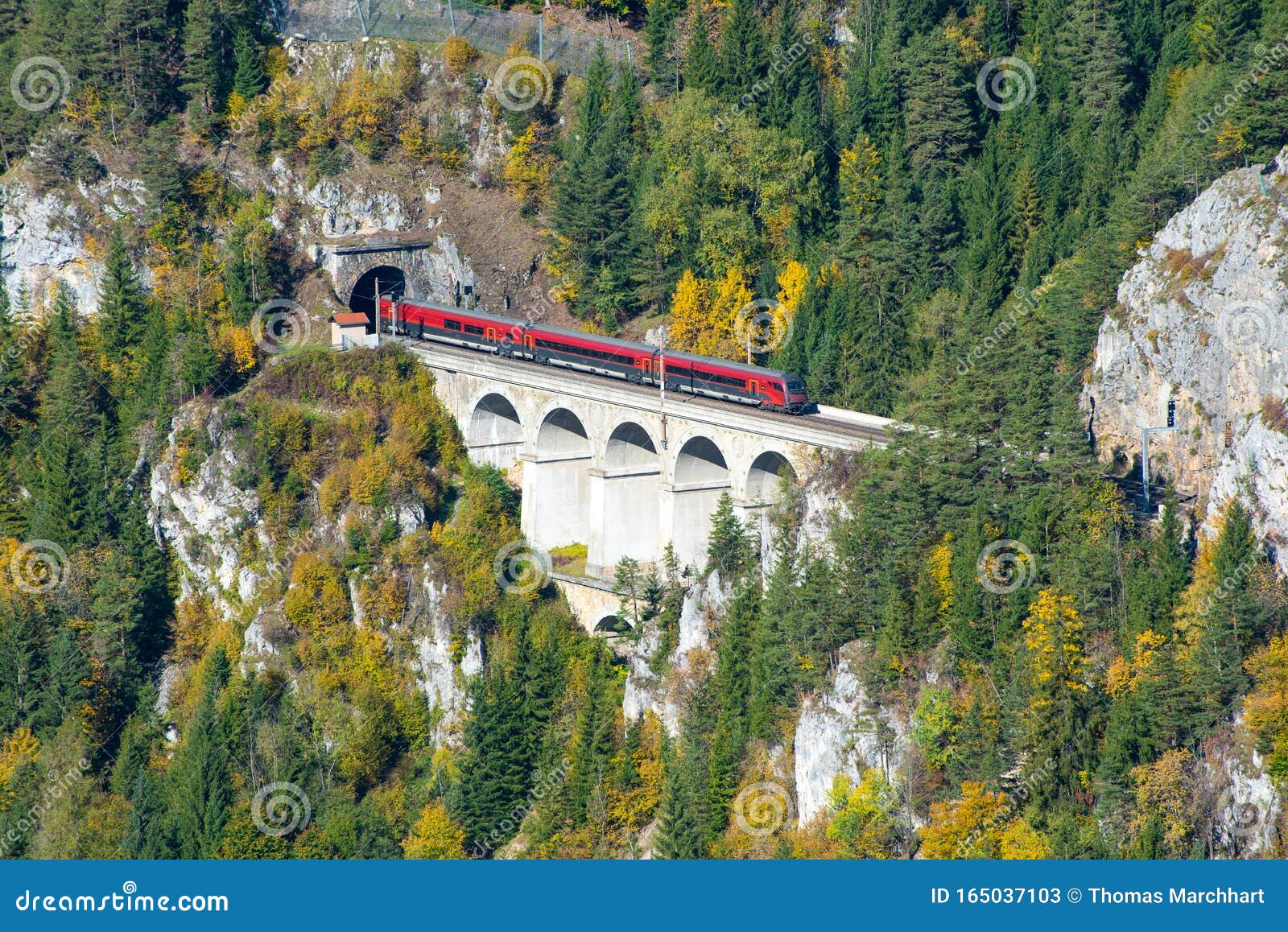 Semmering Railway with Train Stock Image - Image of architecture ...