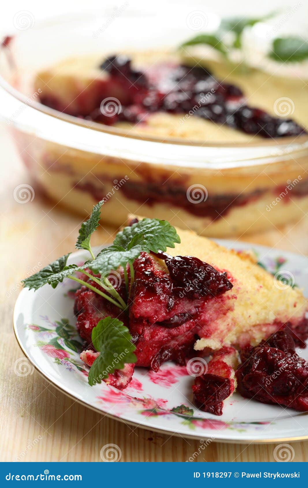 Semolina with Cherry Homede Jam Stock Image - Image of composition ...