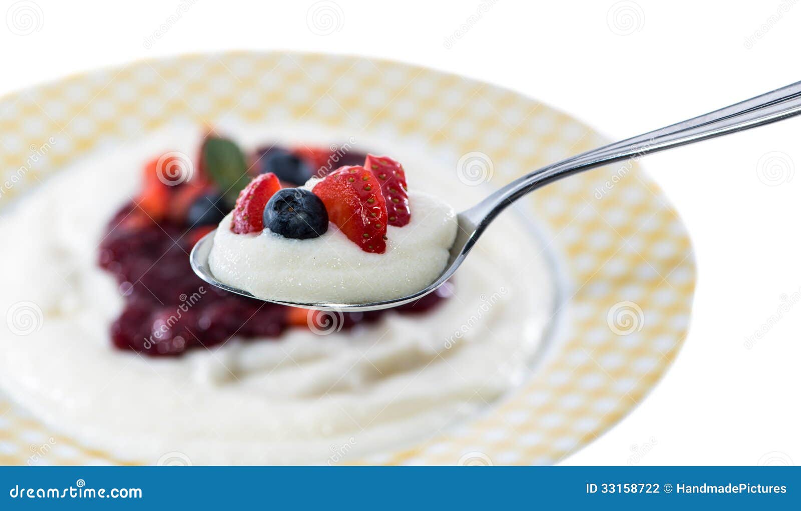Semolina Pudding on a Spoon (white) Stock Photo - Image of dairy ...