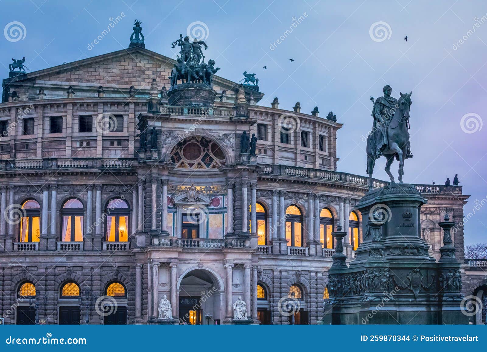 Semper Opera House Dresden Illuminated at Evening, Germany Stock Photo ...