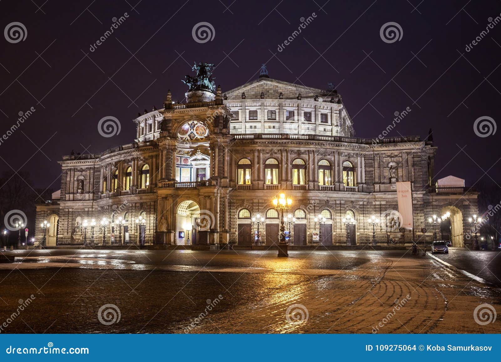 Semper Opera House at Night in Dresden; Germany Editorial Stock Image ...