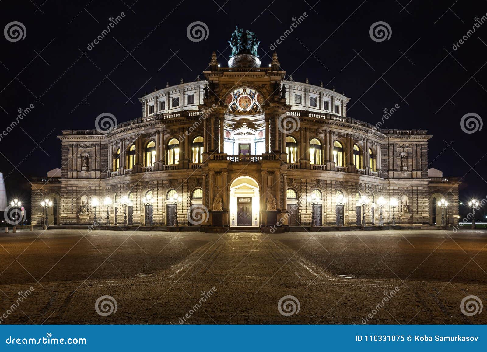 Semper Opera House at Night in Dresden; Germany Editorial Image - Image ...