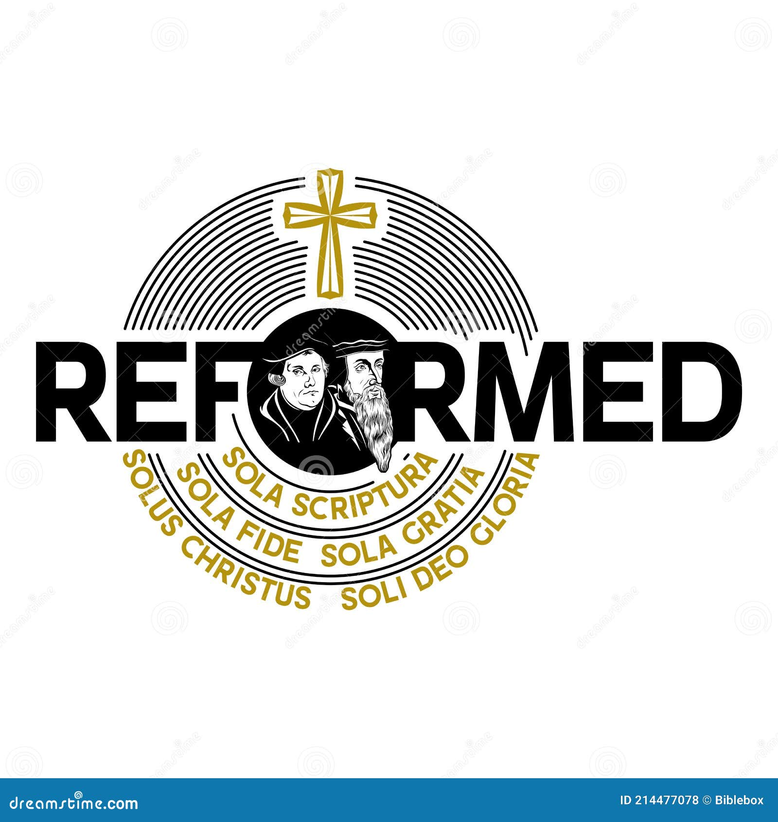 Semper Reformanda. The Five Solas. Martin Luther And Jean Calvin Vector ...