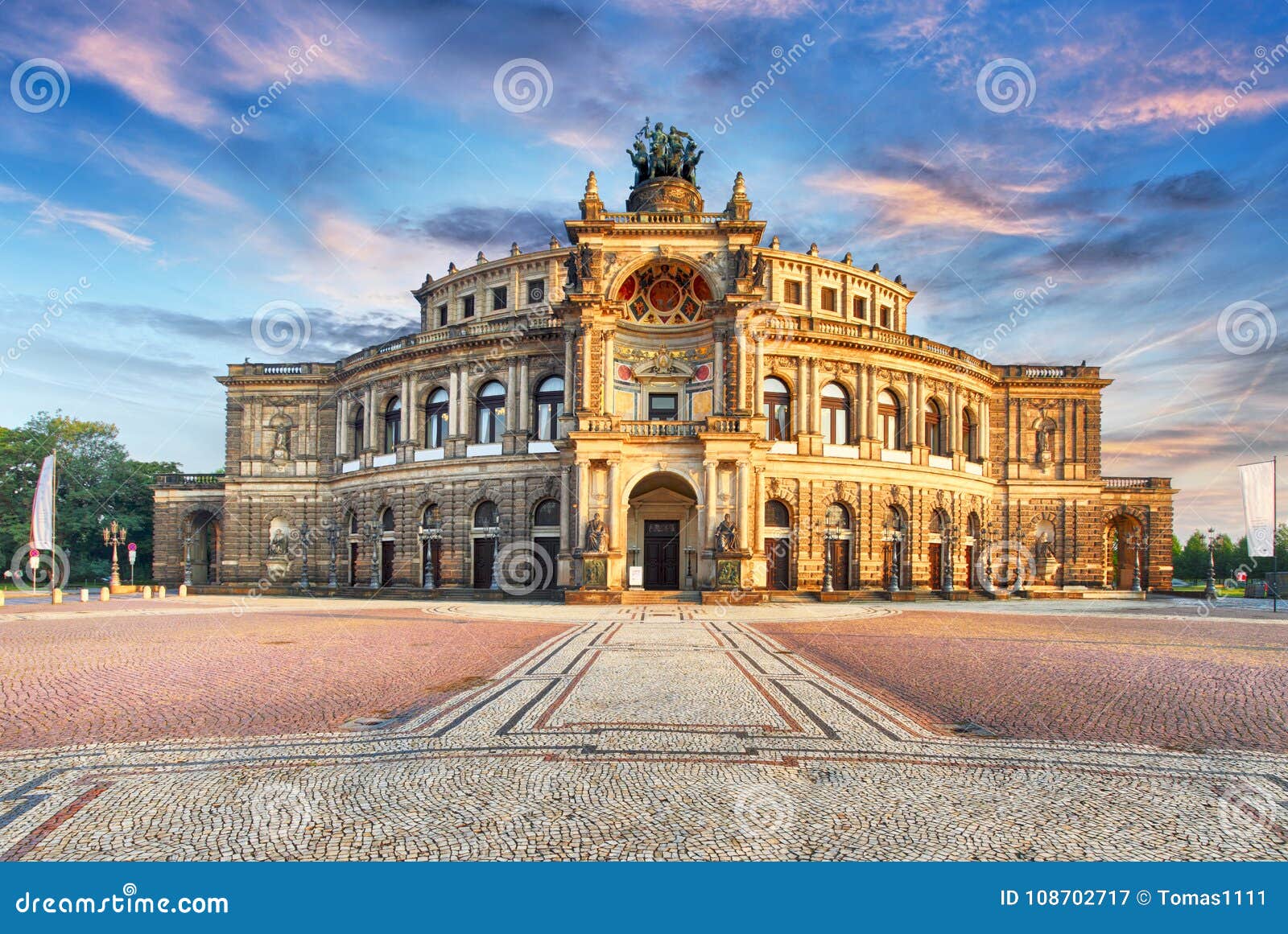Semperoper Opera Building at Night in Dresden Stock Image - Image of ...