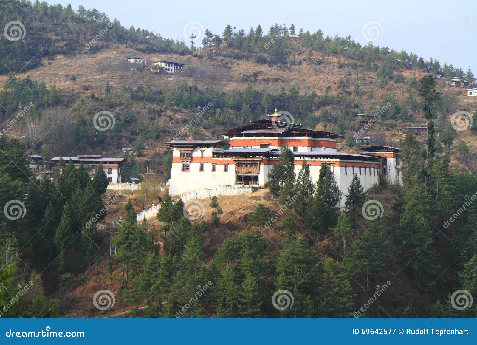 The Semtokha Dzong stock image. Image of culture, fortress - 69642577