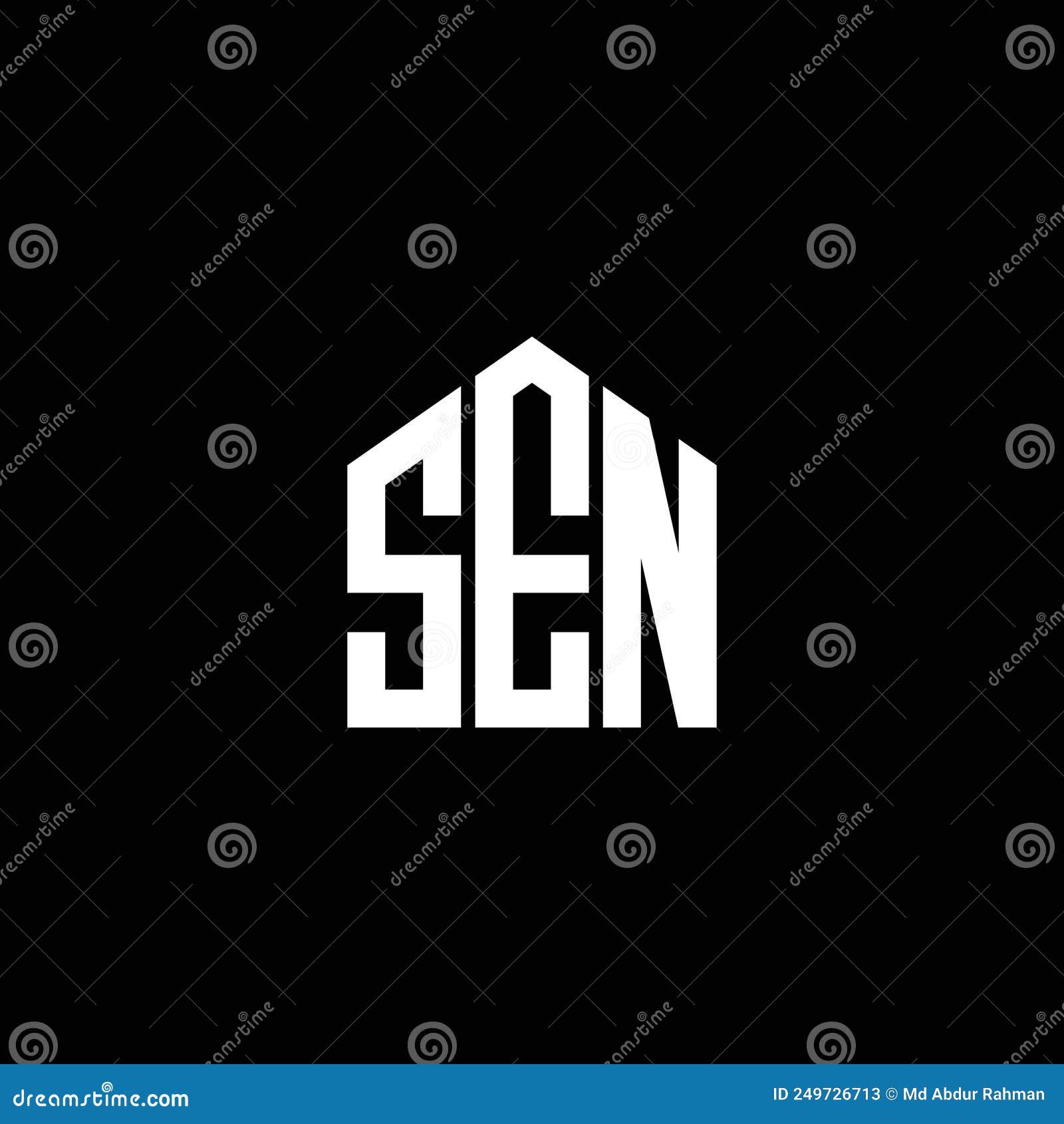SEN Letter Logo Design on BLACK Background. SEN Creative Initials ...