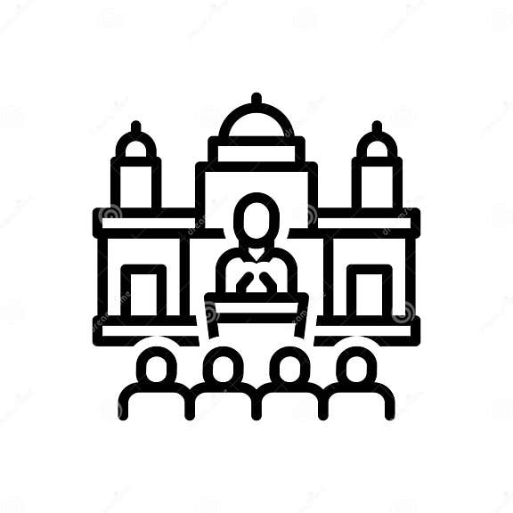 Black Line Icon for Senate, Assembly and Committee Stock Illustration ...