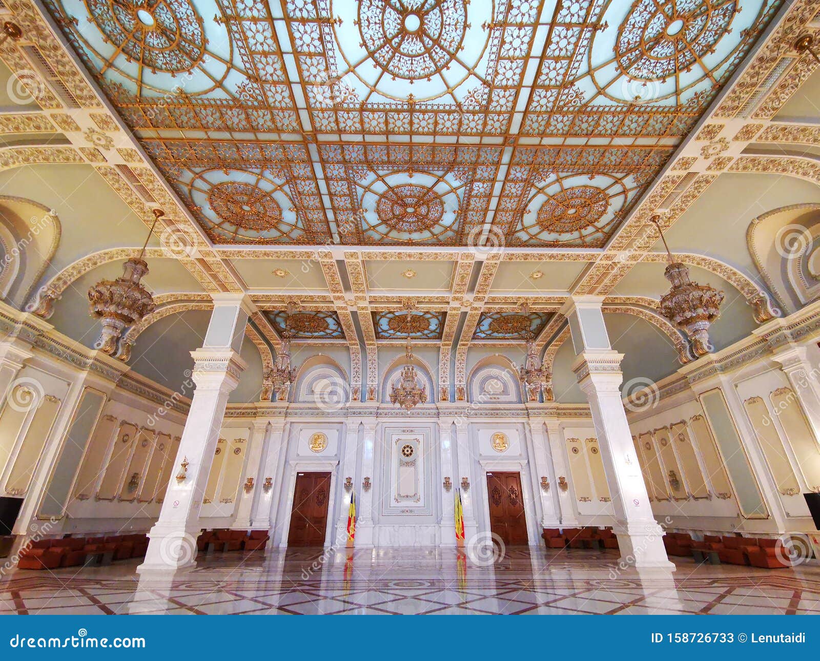The Senate of Romanian Indoor Wide Angle Stock Image - Image of bright ...