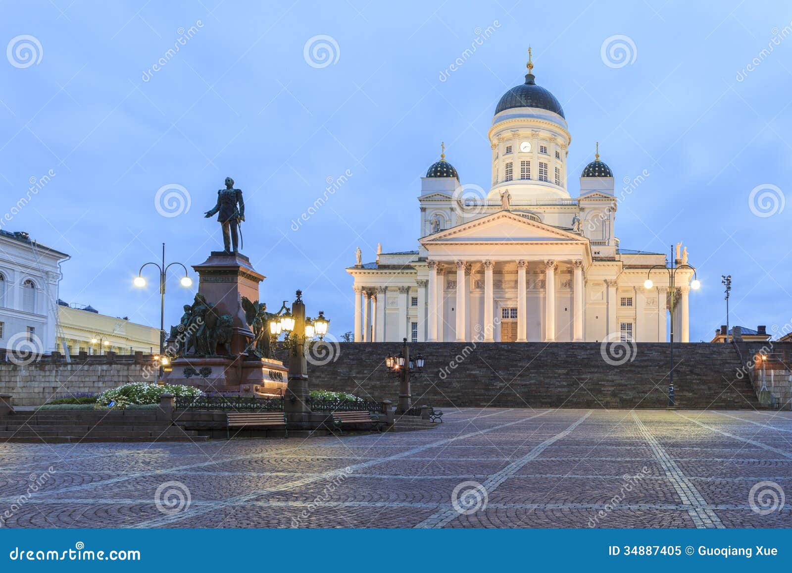 Senate Square and Helsinki Cathedral Stock Image - Image of square ...