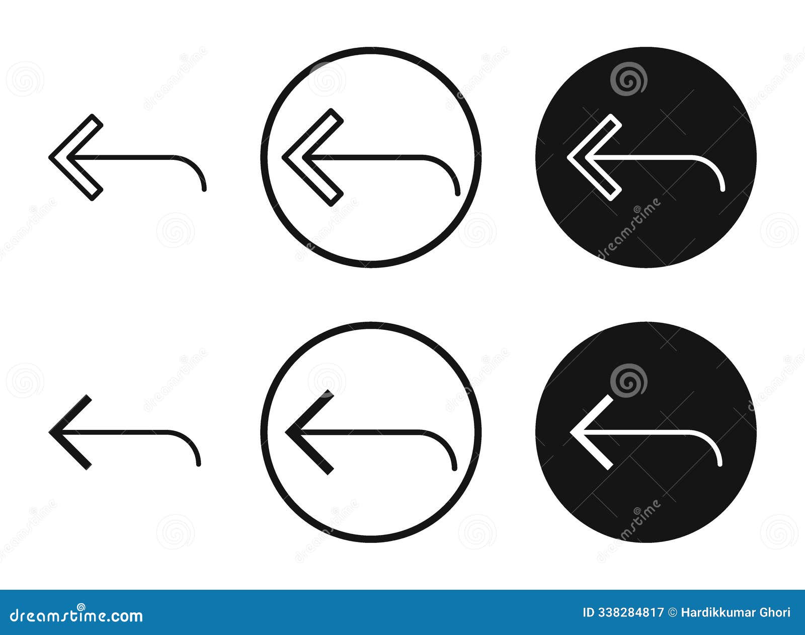 Send Back Vector Icon Set in Black and White Outlines Stock Vector ...
