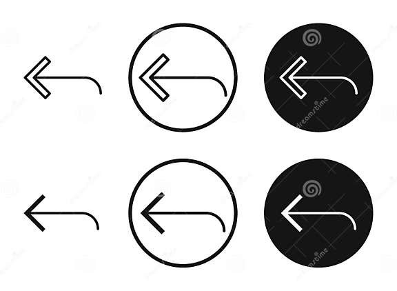 Send Back Vector Icon Set in Black and White Outlines Stock Vector ...