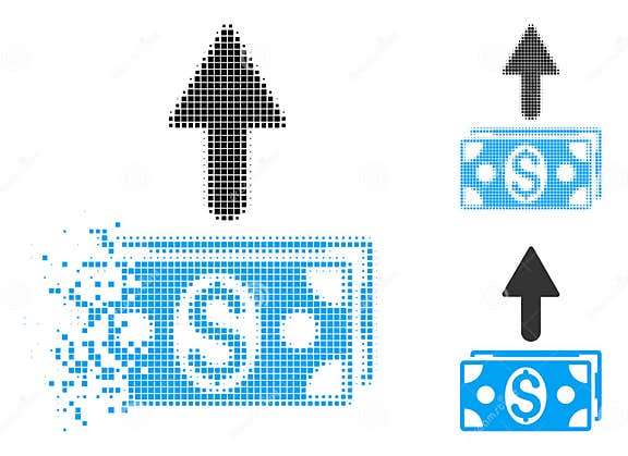 Decomposed Pixel Halftone Send Banknotes Icon Stock Vector ...