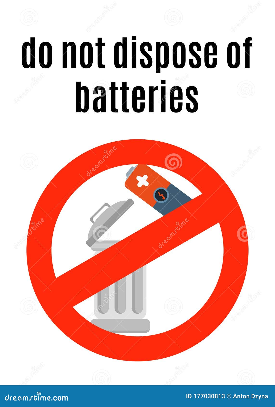 Do Not Throw Batteries In Trash Vector Sign | CartoonDealer.com #144177756