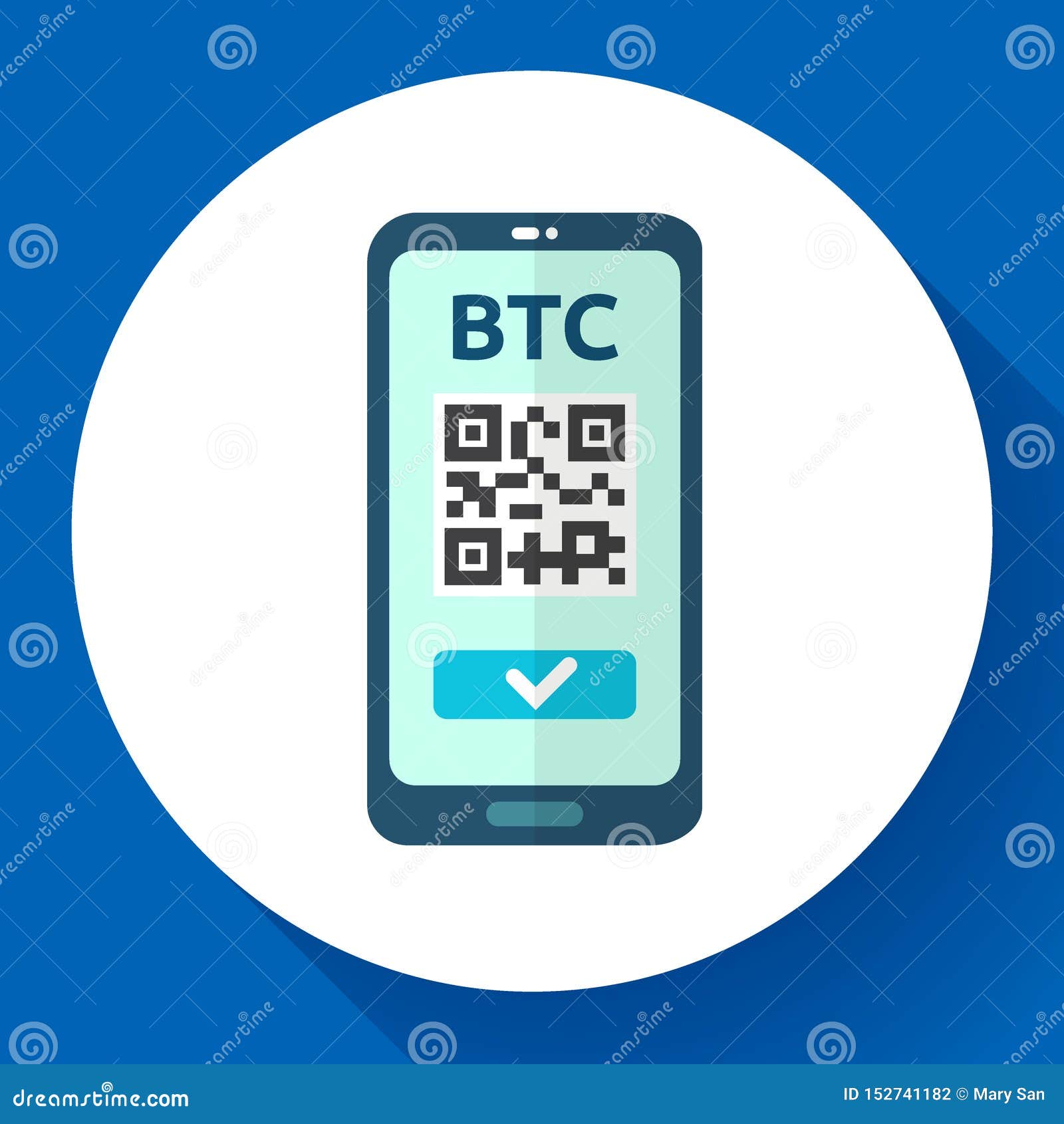 Send Bitcoin Icon, Phone with Qr Code on Screen, Cryptocurrency ...