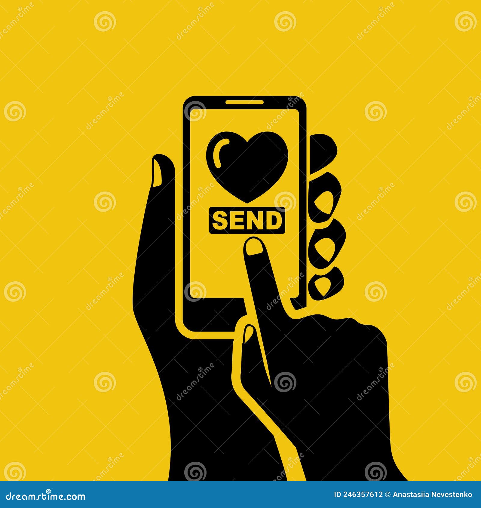 Send Charity. Phone in Hand. Send a Heart. Vector Illustration Flat ...