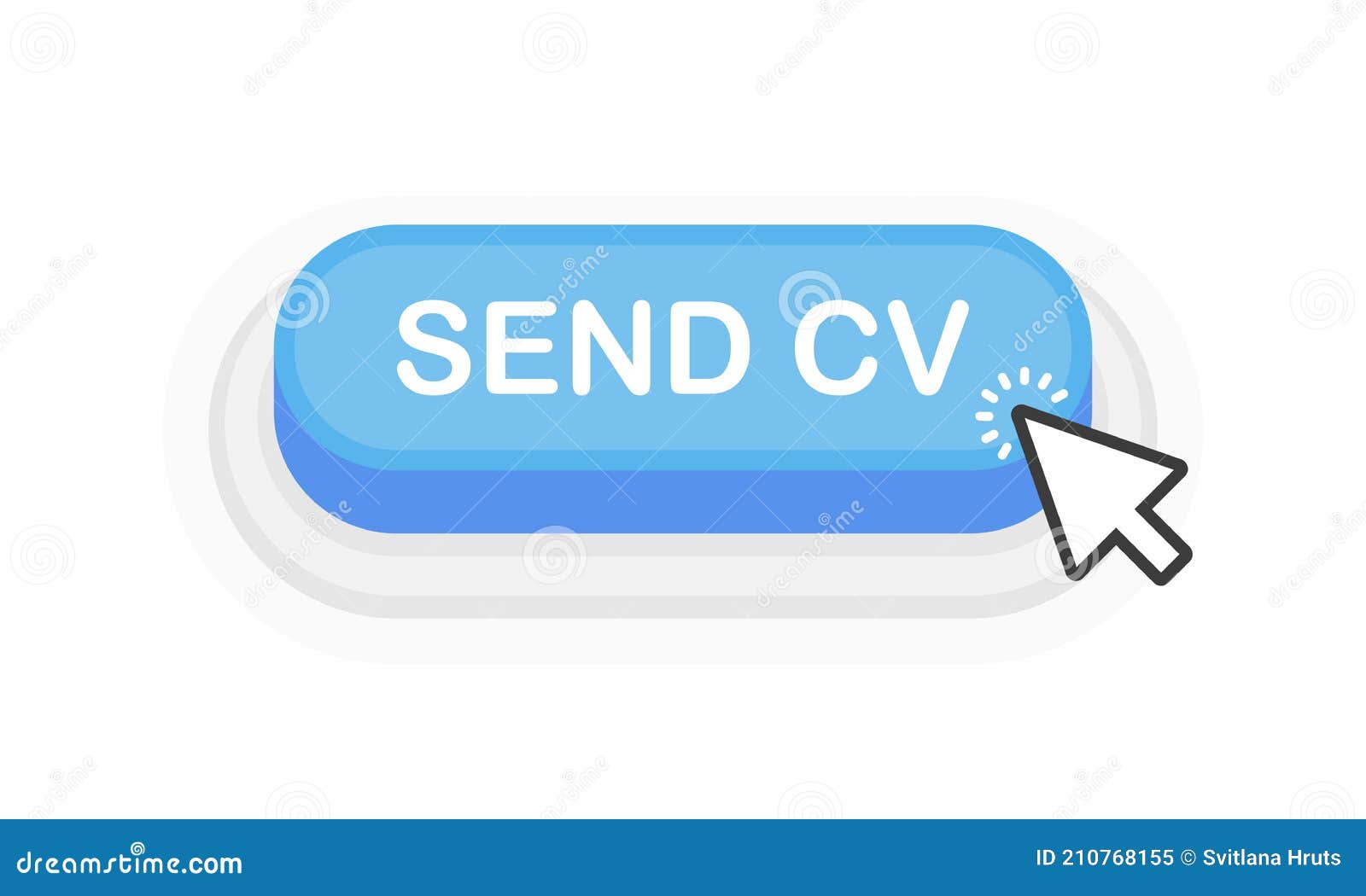 Send CV Blue 3D Button in Flat Style Isolated on White Background ...
