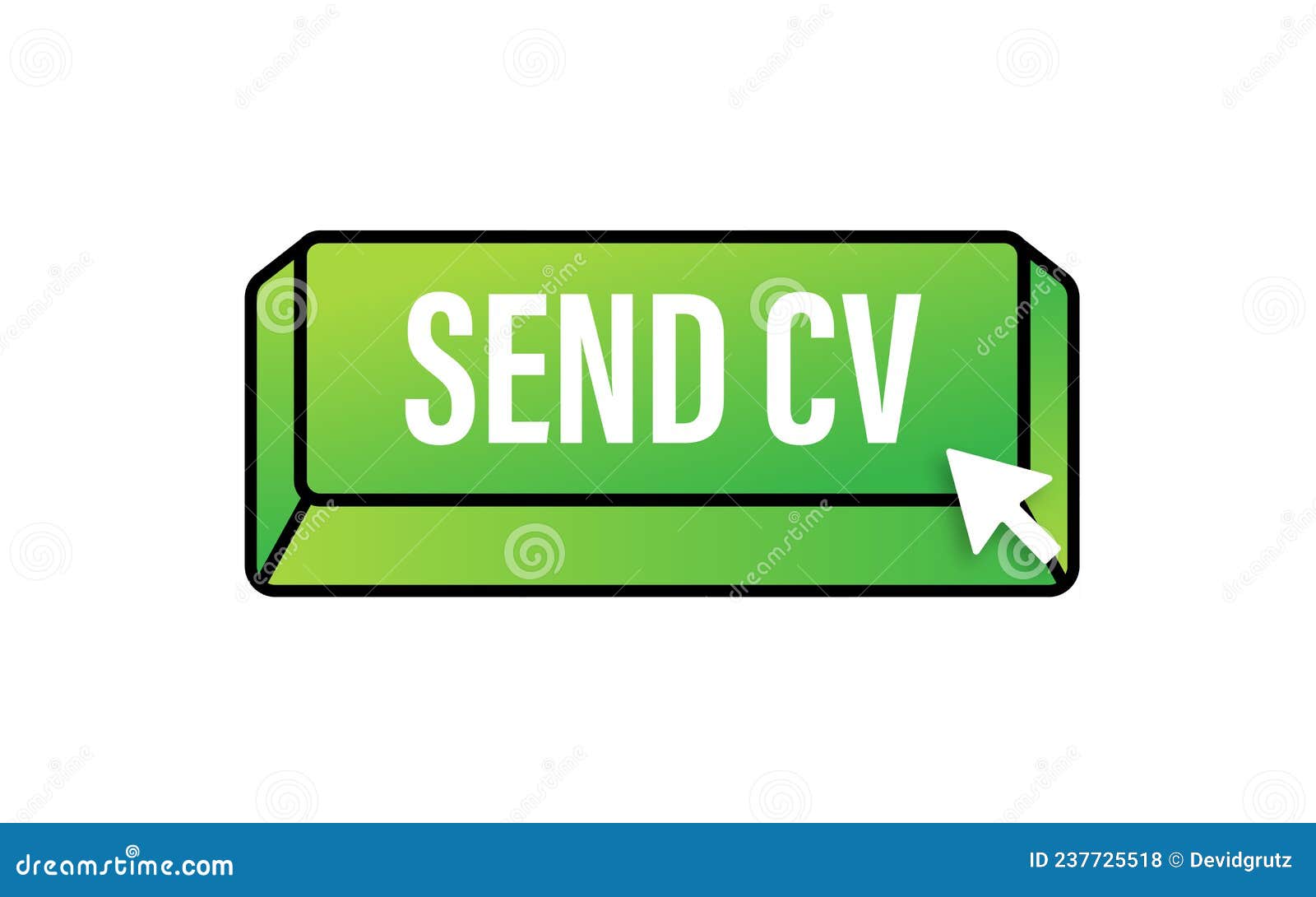 Send Cv Button in 3d Style on Blue Background. Flat Button on White ...