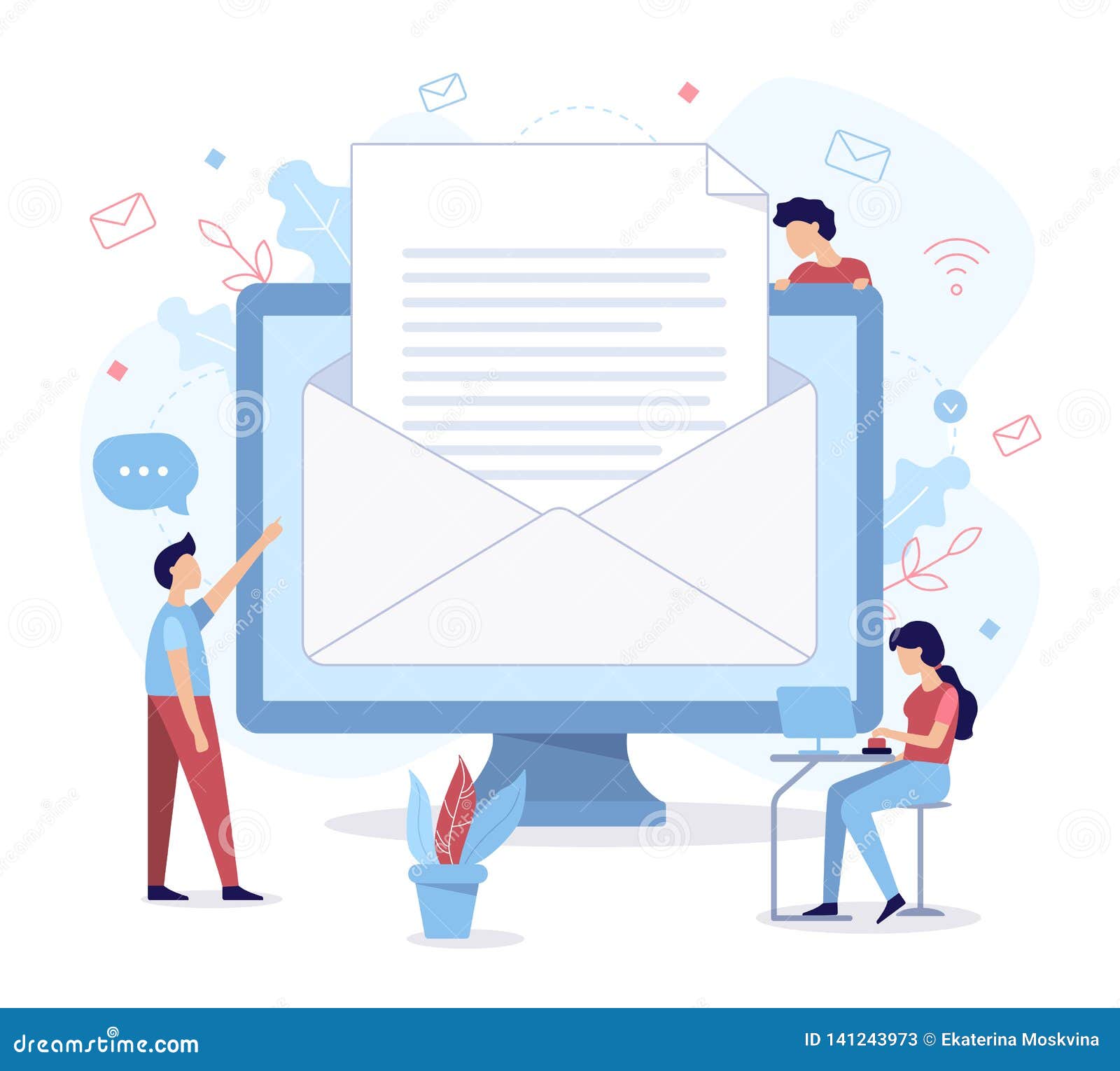 Send Email Flat Illustration Stock Vector - Illustration of sending ...