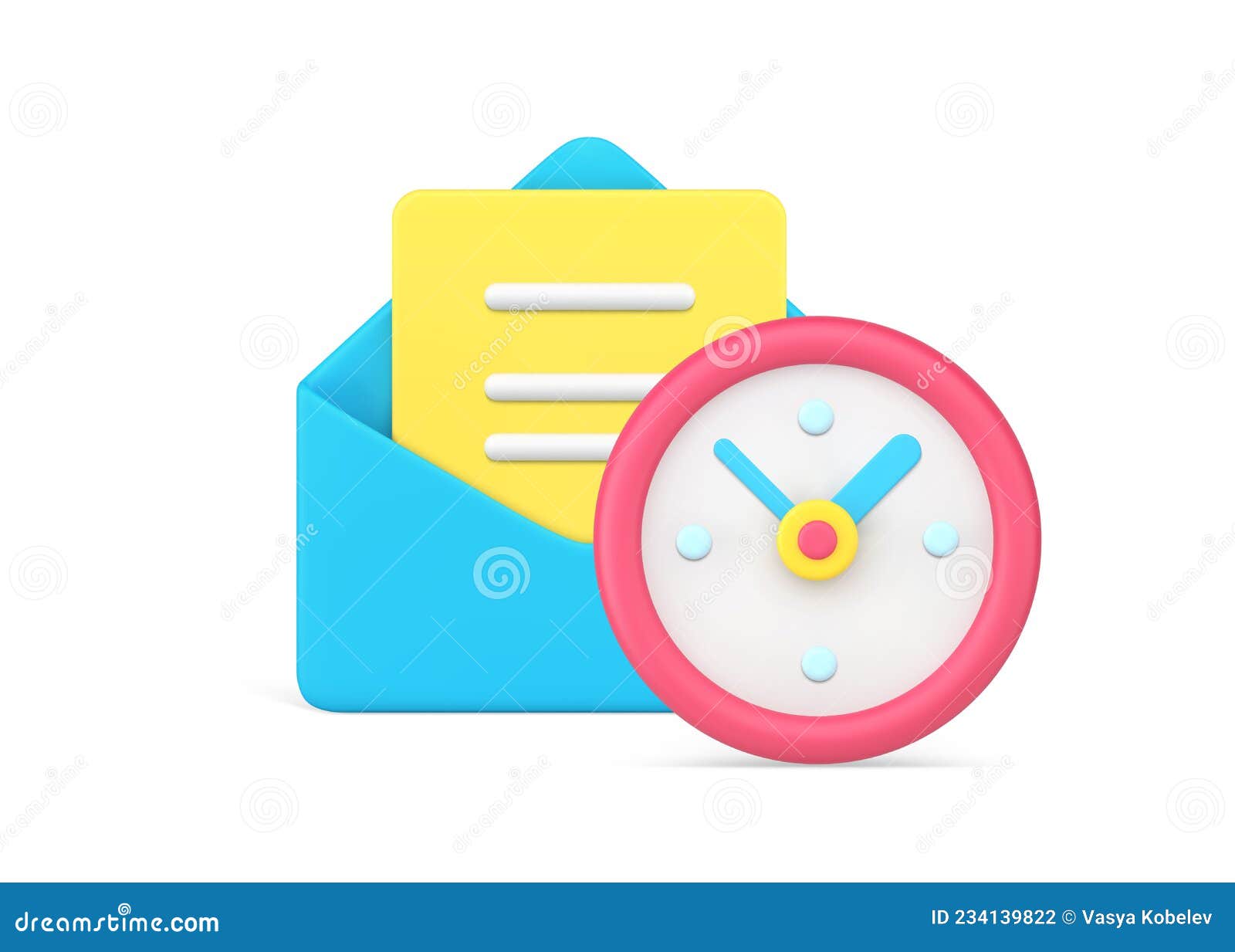 Send Email Time Notification Timer Alarm Clock 3d Vector Illustration ...