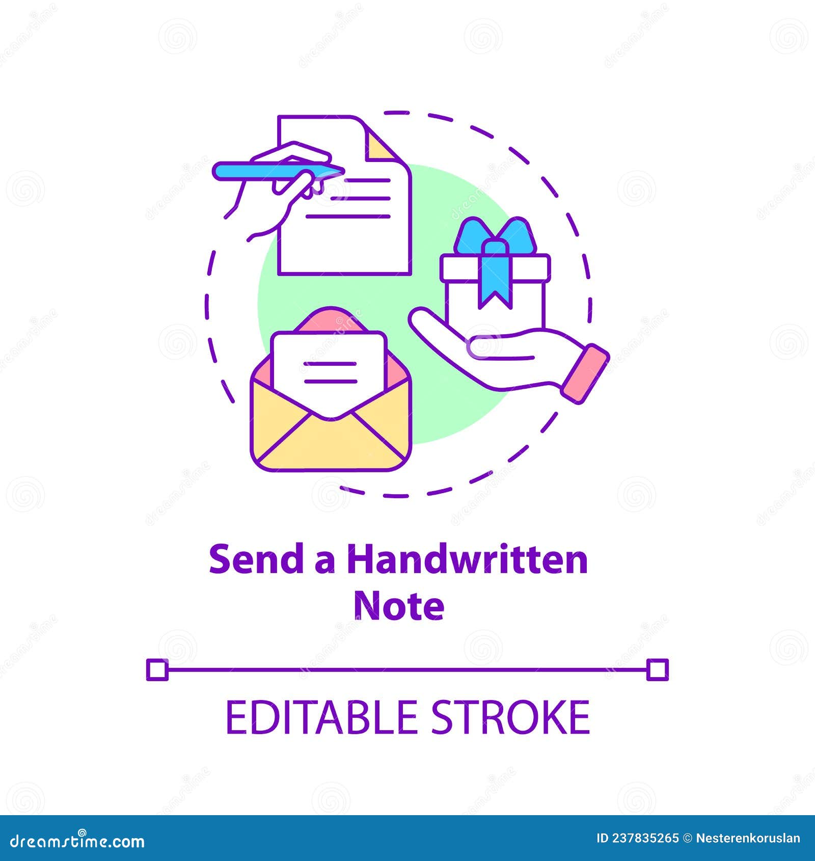 Send Handwritten Note Concept Icon Stock Illustration - Illustration of ...
