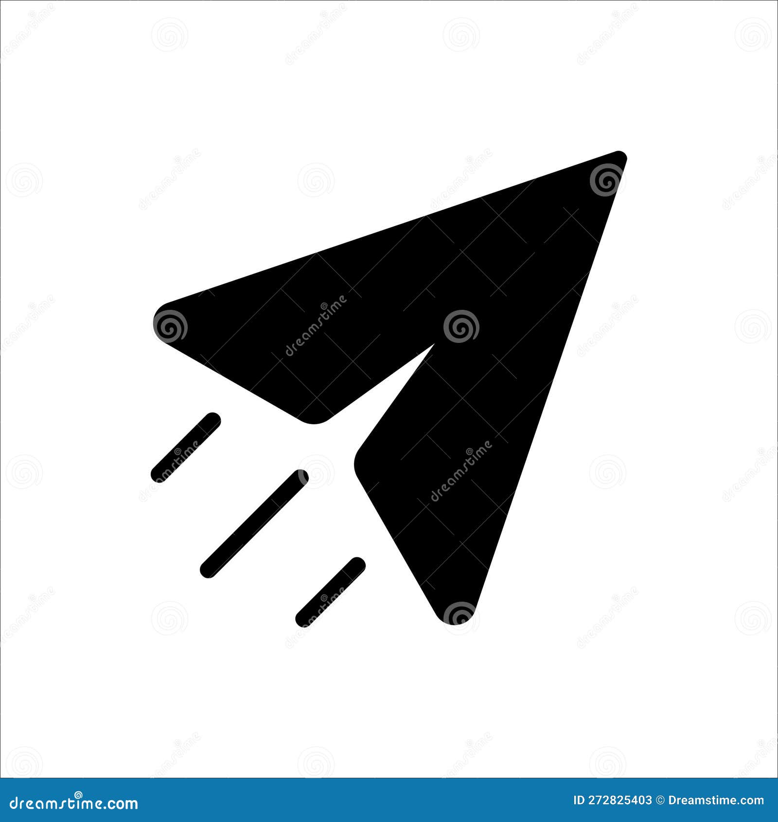 Send Icon in the Form of a Paper Airplane Flying with Air Stripes Stock ...