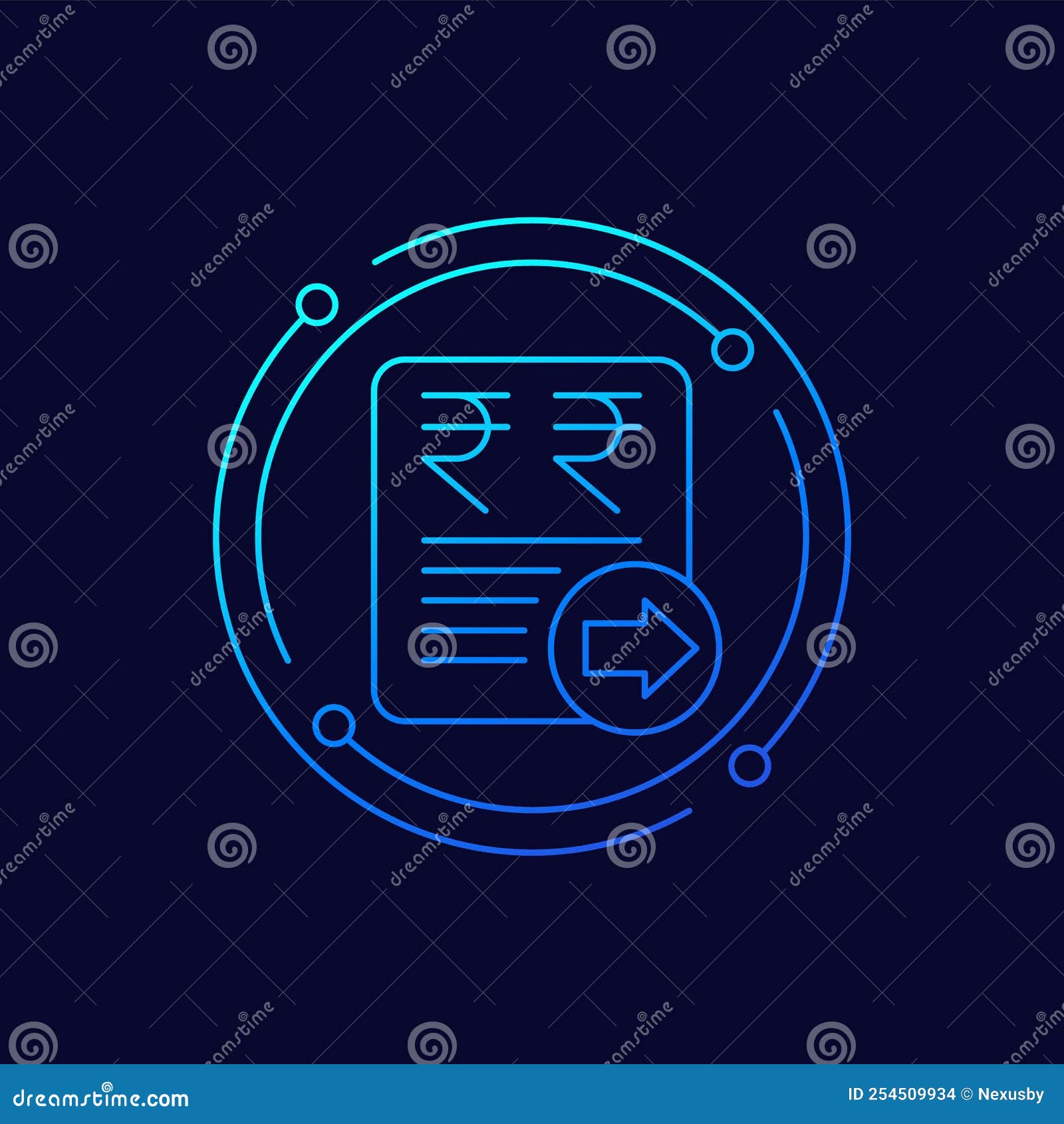 Send Invoice Line Icon with a Rupee, Vector Stock Vector - Illustration ...